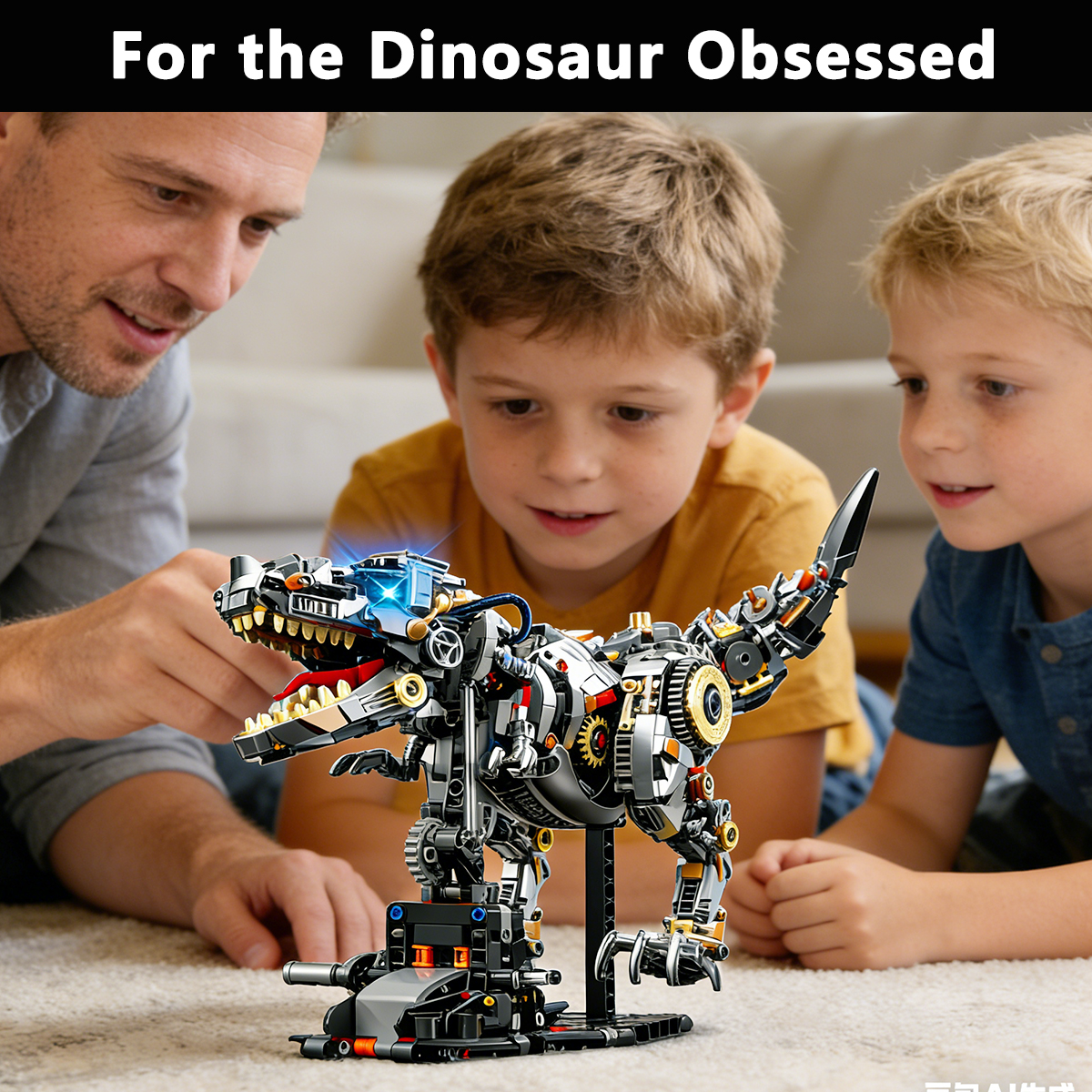 Mechanical T-Rex Building Set with Light-Up Eyes, 1268-Piece Dinosaur ...