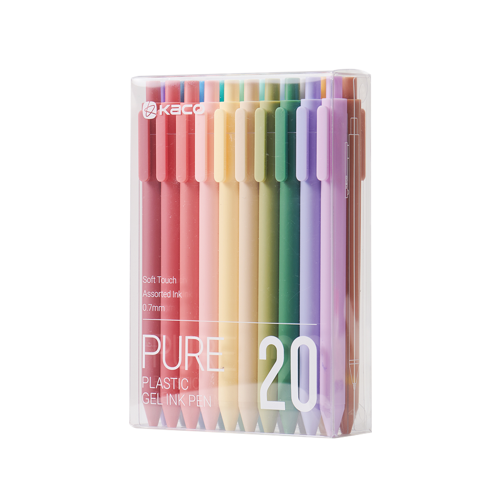 Kaco PURE Gel Pens, 20 Color Ink Assorted, 0.7 mm, Medium Point, Cute ...