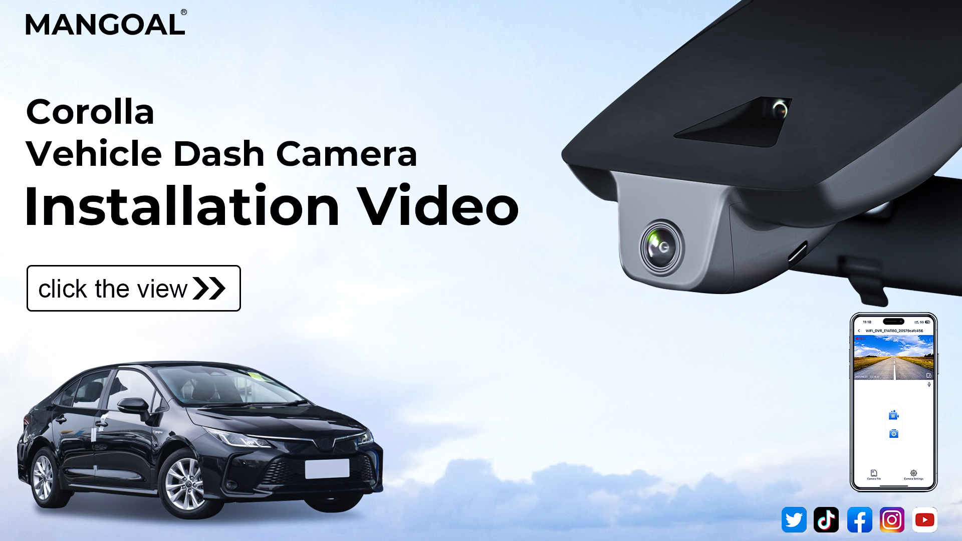 Mangoal Dash Cam Front 4K and Rear 1080P Custom fit for Toyota Corolla ...