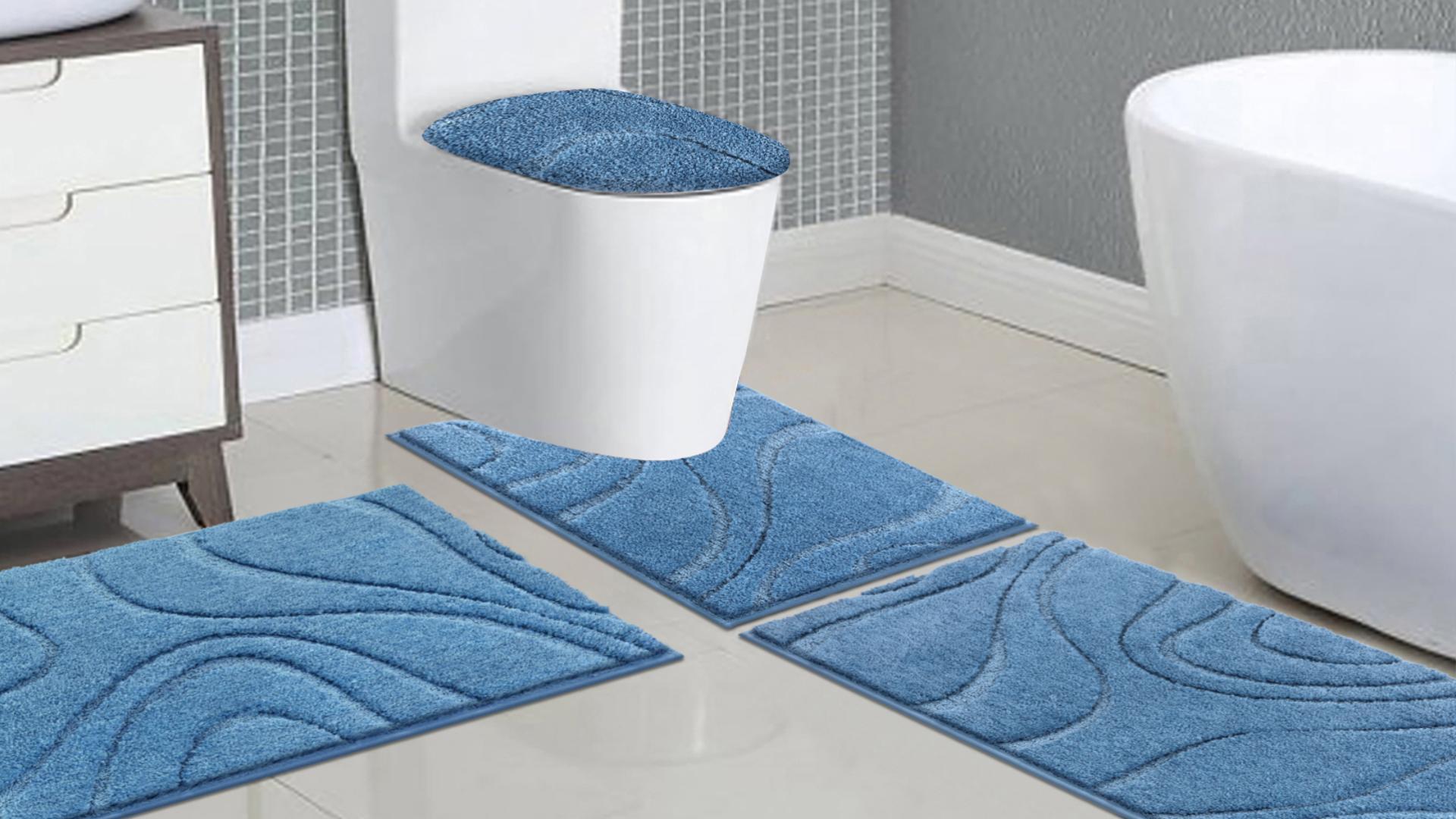 Ileading Bathroom Rugs Sets 4 Piece, Super Soft and Absorbent Non Slip ...