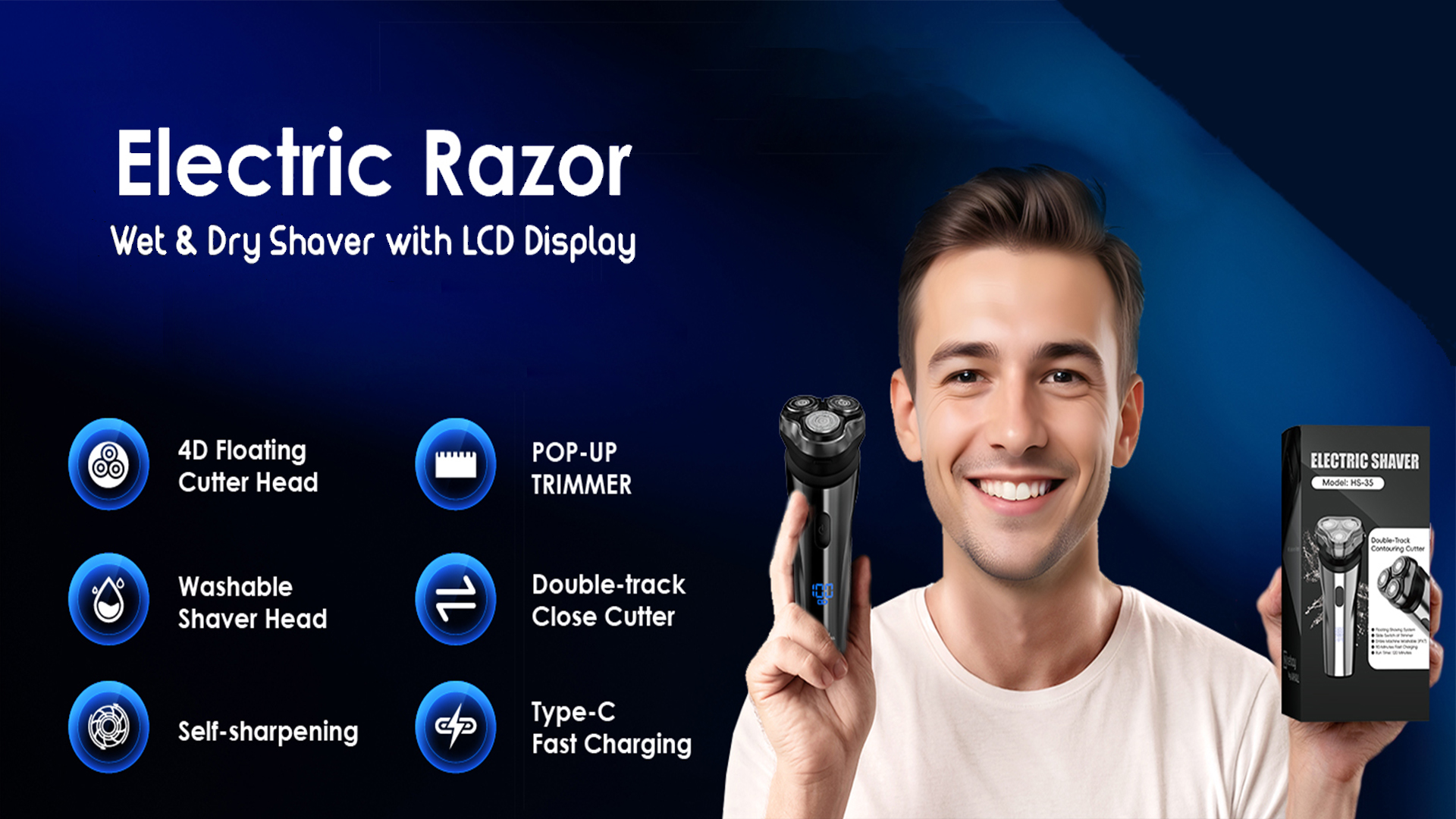 Nicebay Electric Razor, Wet Dry Shaver for Men, 4D Floating Head, LCD ...