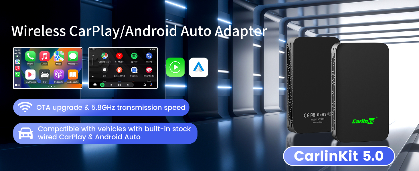 Carlinkit 5.0 Wireless CarPlay/Android Auto Adapter – Convert Wired ...