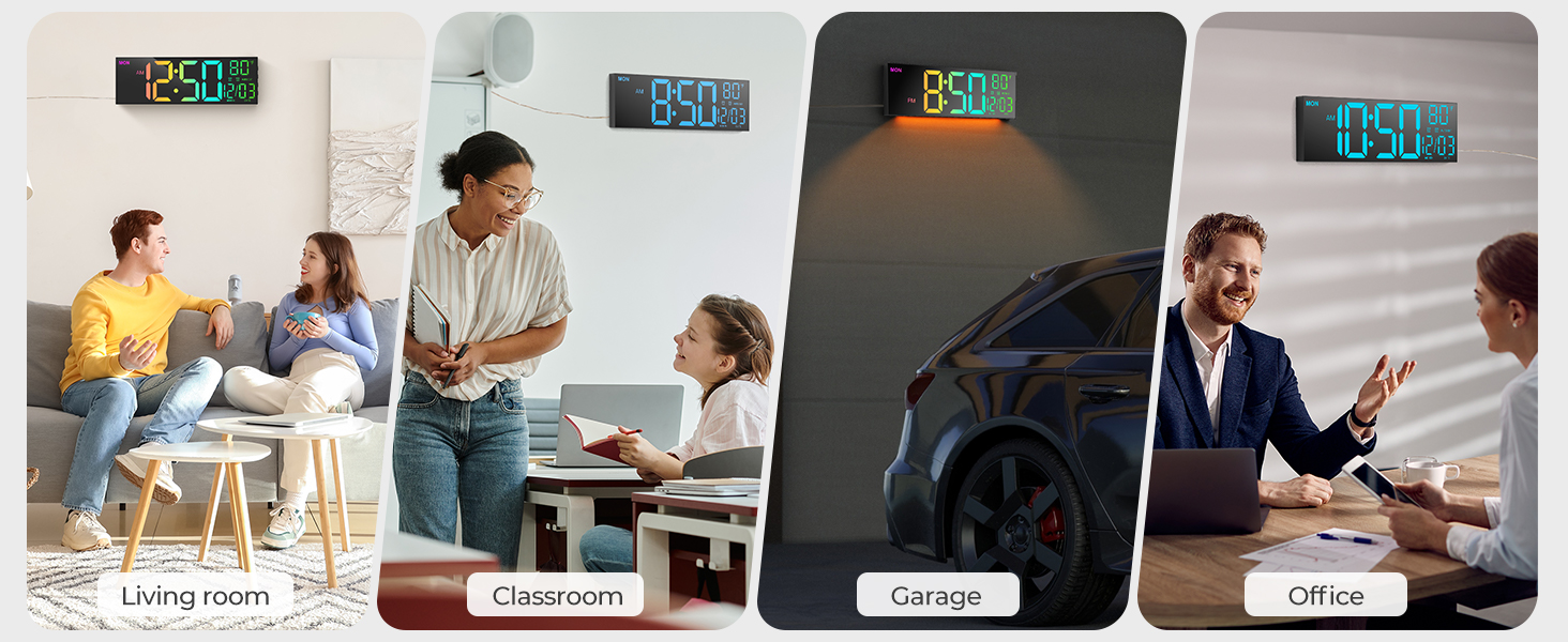 MPOW 16" Large Digital Wall Clock with Remote Control, Alarm Clock for ...