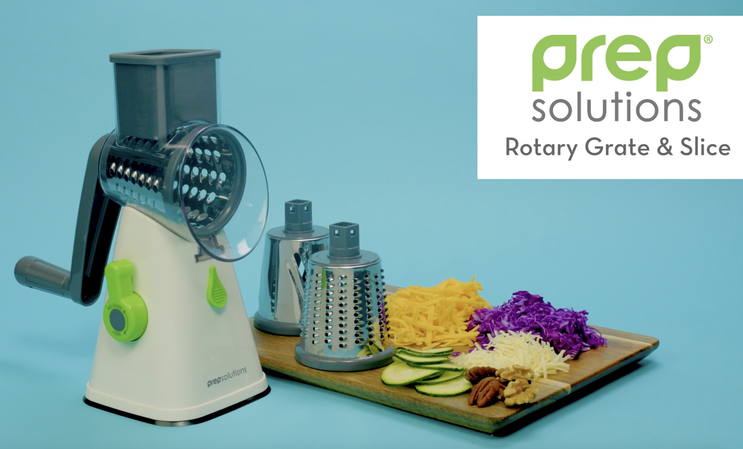 PrepSolutions Rotary Grate & Slice Tool with 3 Stainless Steel Drums for Food Preparation ...