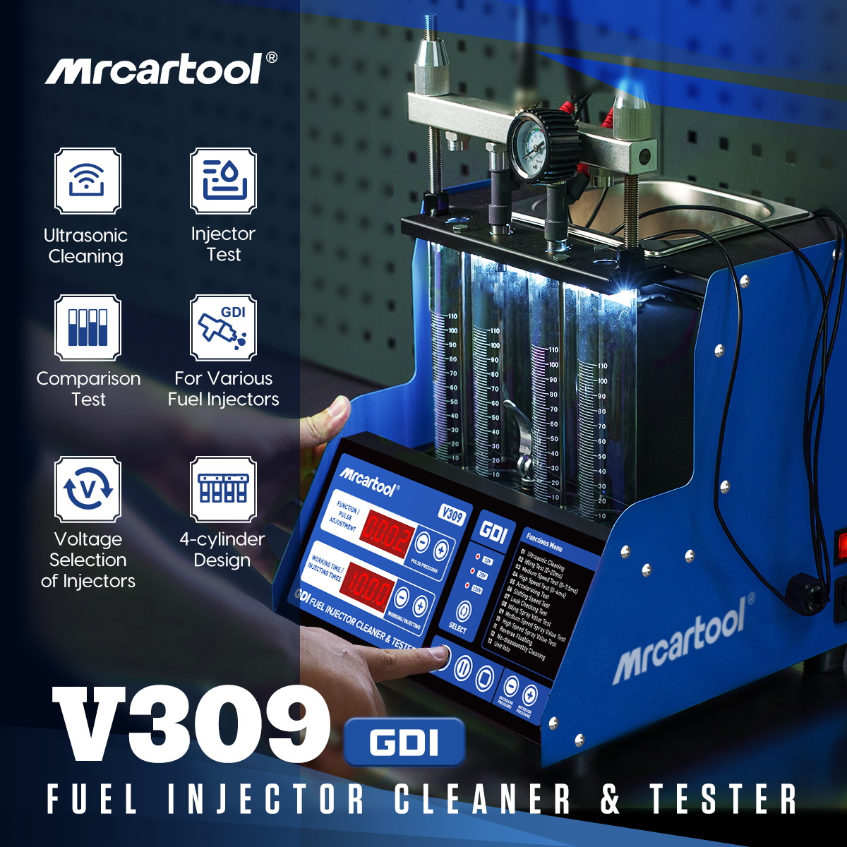 Mrcartool V309 Ultrasonic GDI Fuel Injector Cleaner and Tester for ...