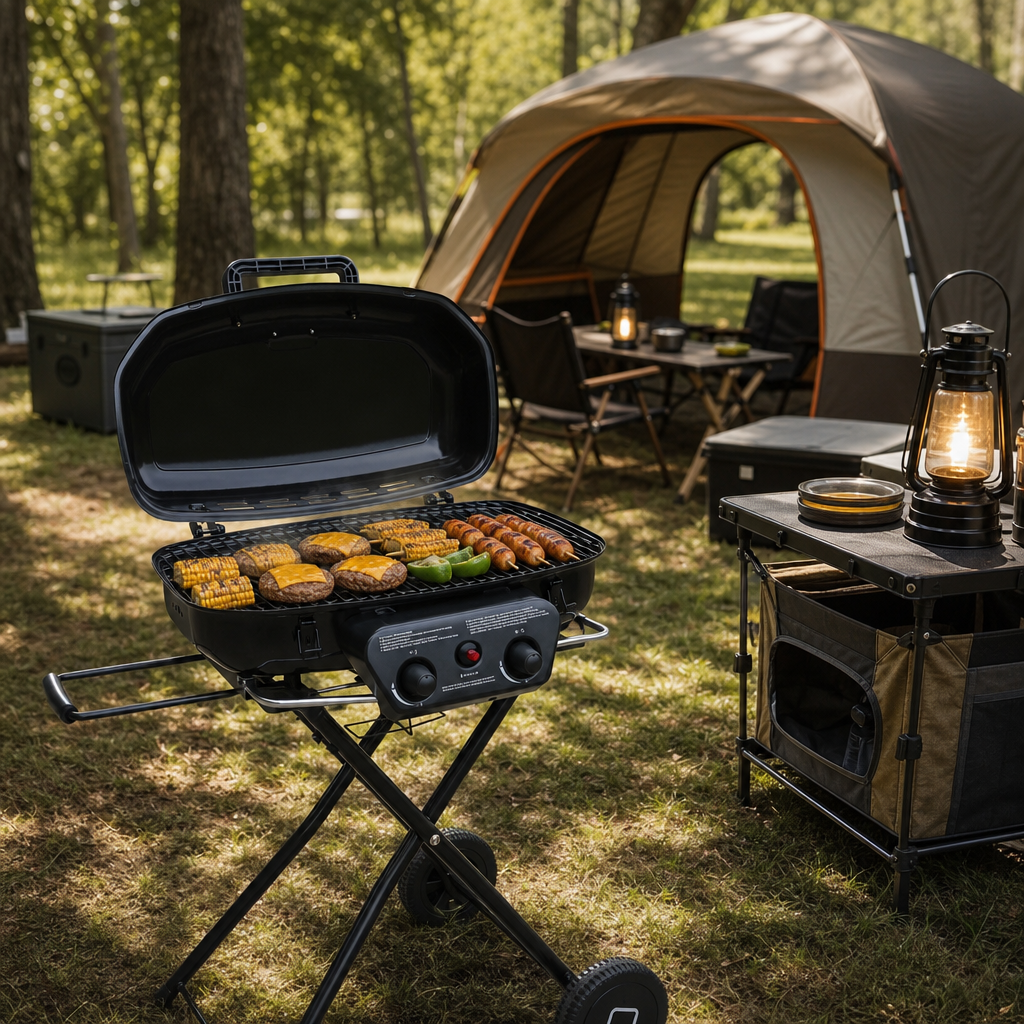 2 Burner Propane Gas Grill with Dual Cooking Surfaces, Porcelain Grate ...