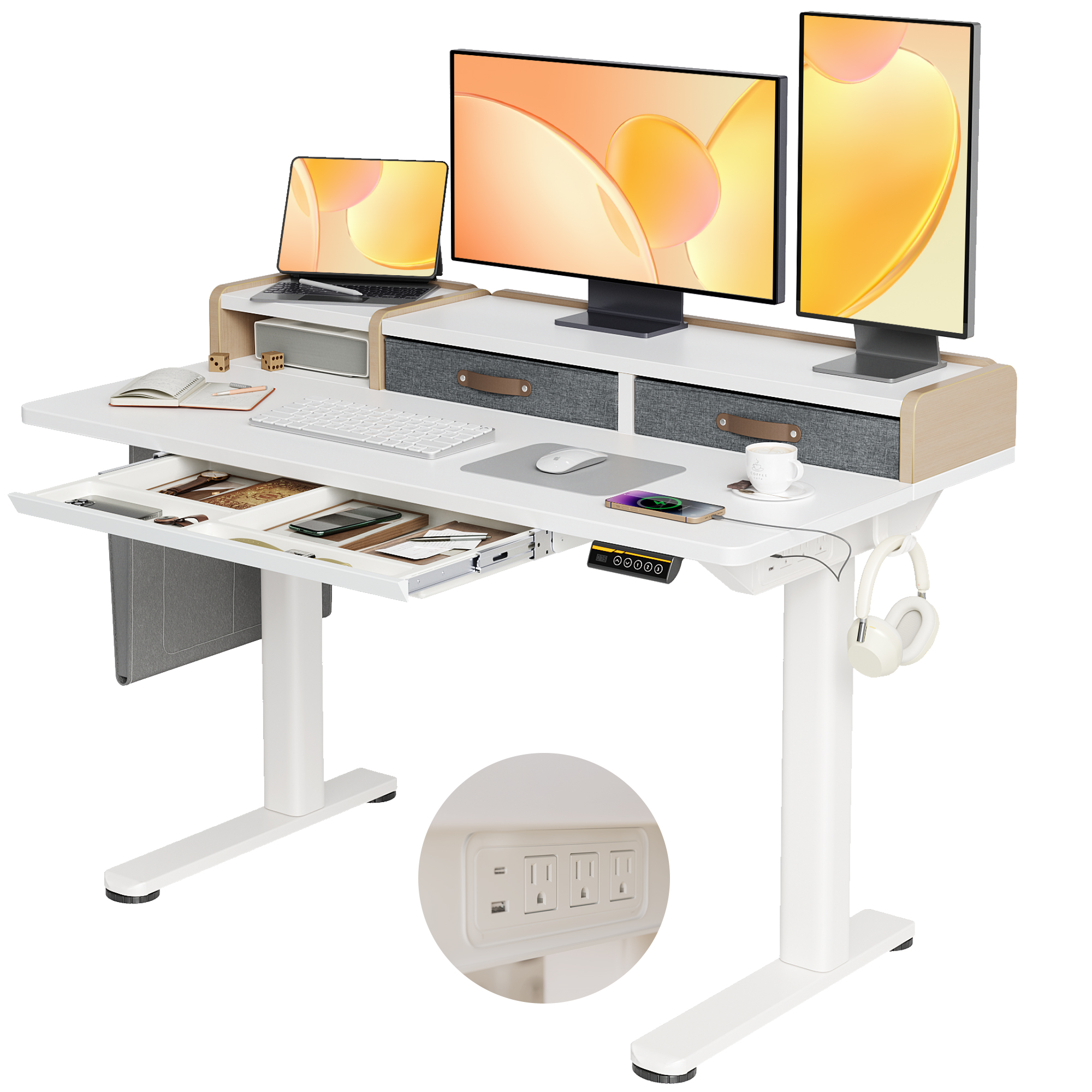 INNOVAR Standing Desk with 3 Storage Drawers, Adjustable Height ...