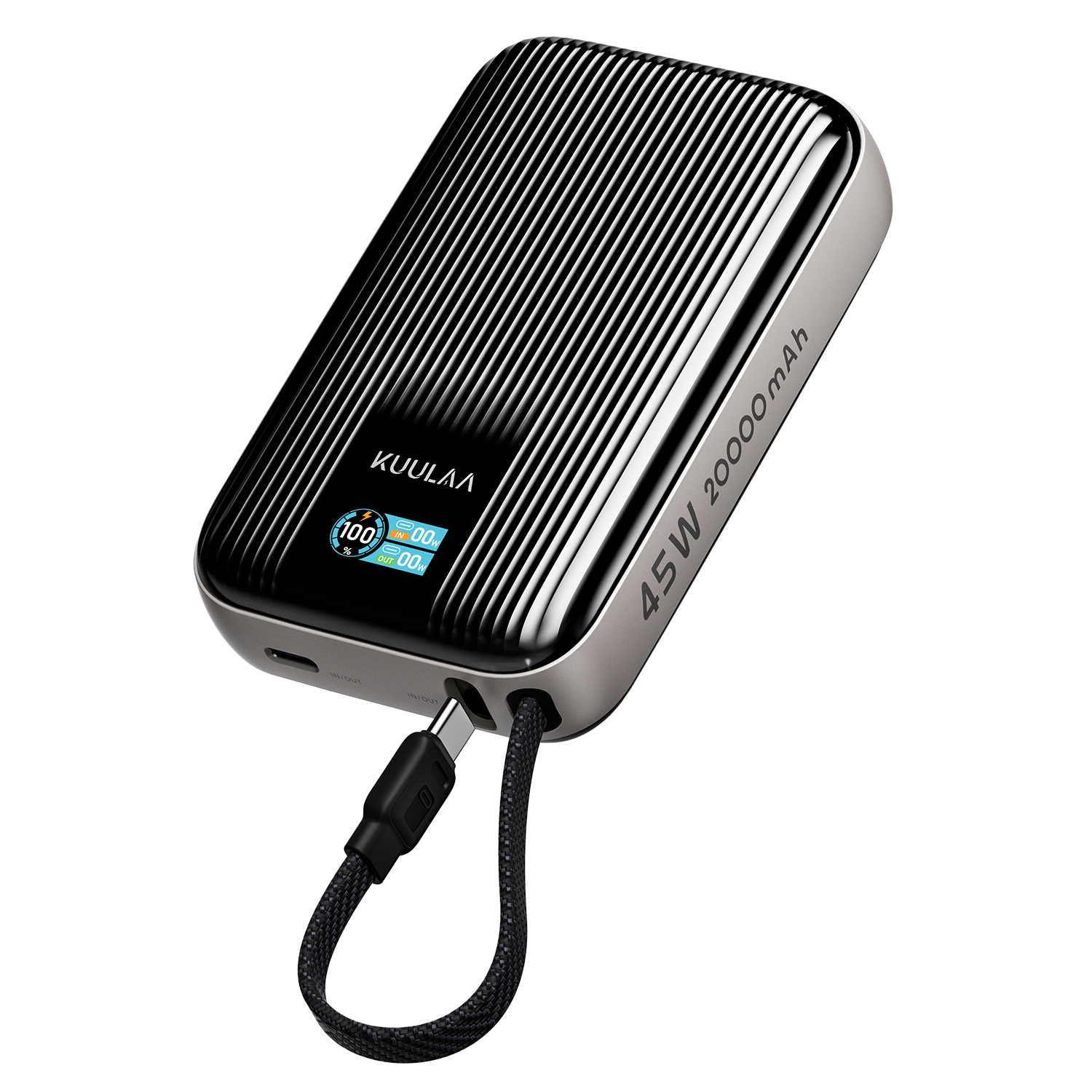 Kuulaa 20000mAh 45W Power Bank with Built-in Cable & Smart Display ...
