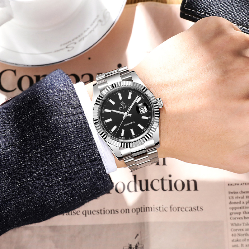 【START】Men's Watch Luminous Scale Dial Automatic Mechanical Watch Date ...