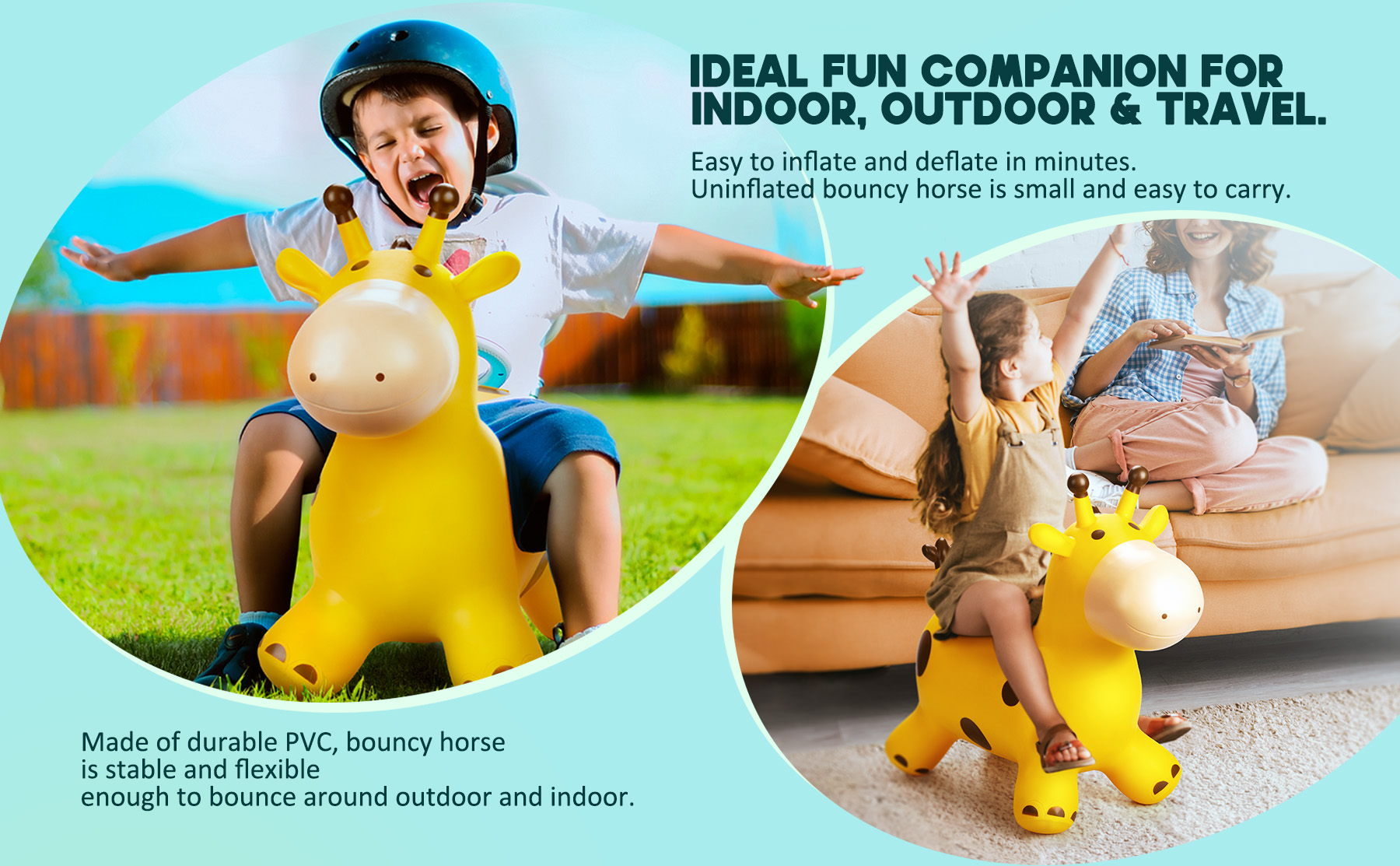 PLAYZAP Giraffe Bouncy Hopper - Inflatable Toys with Pump for Toddlers ...