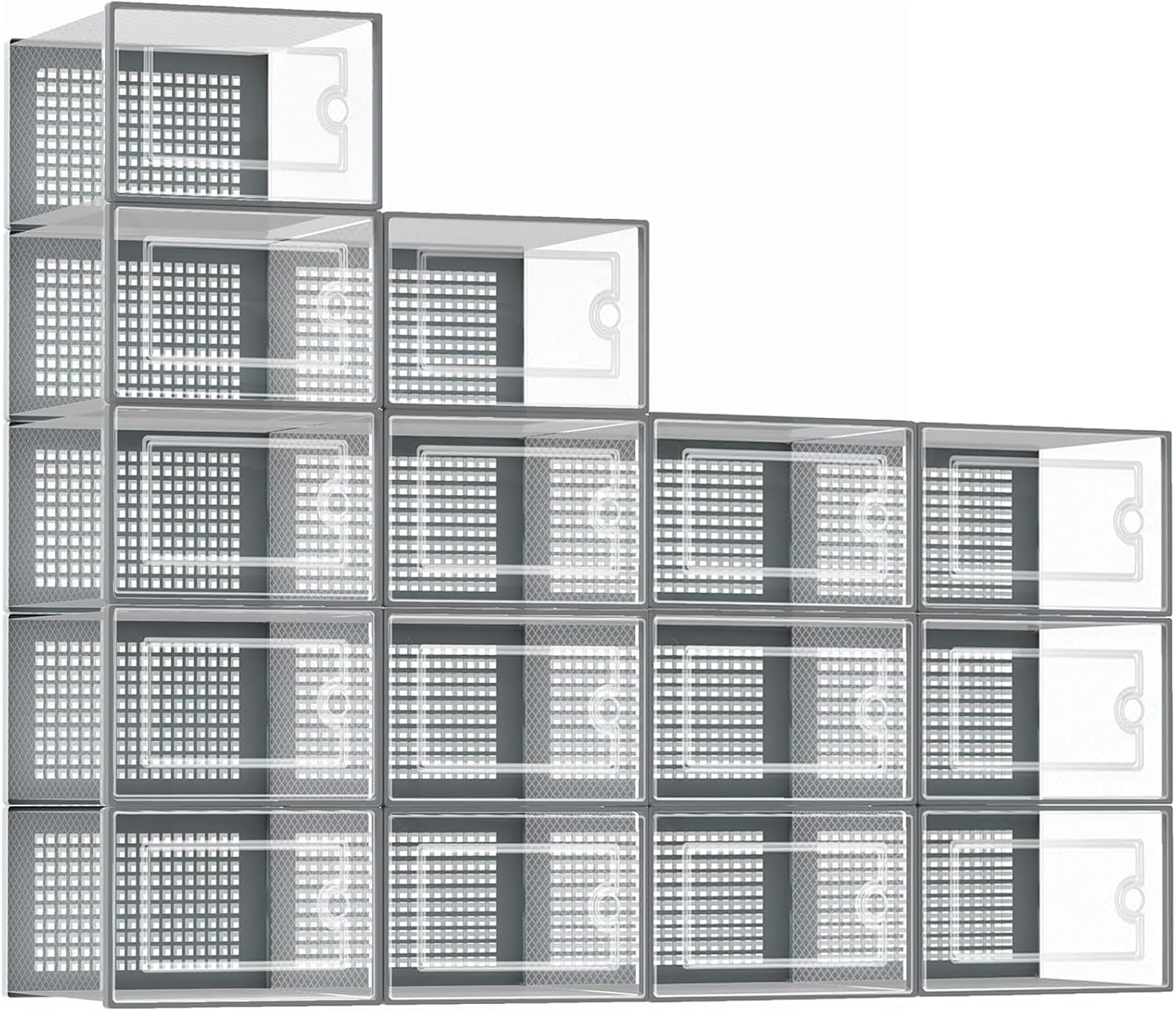 "Yazoni 15-Pack XXL Clear Stackable Shoe Boxes, Plastic Closet ...