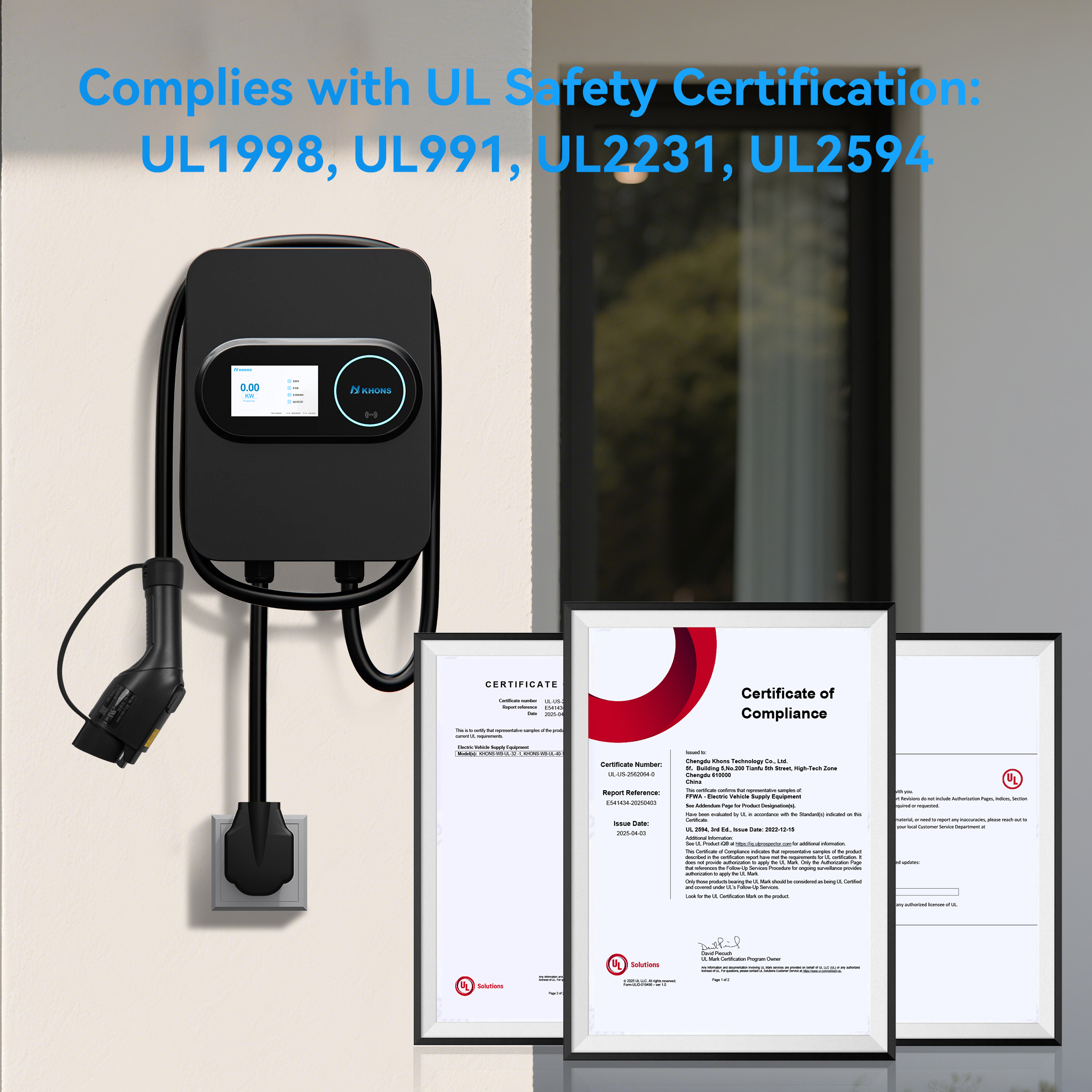 H KHONS EV charger Level 2, NEMA 14-50, 240V 48 Amp Fast Electric ...