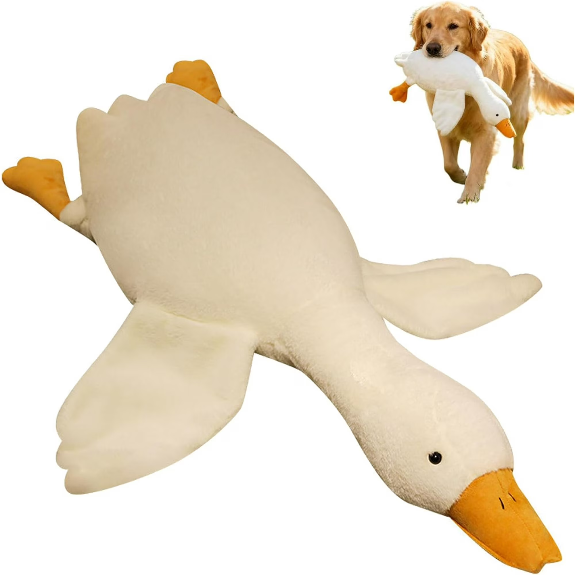 White Duck Dog Toy – Large Plush Goose Chew Toy for Dogs, Durable ...