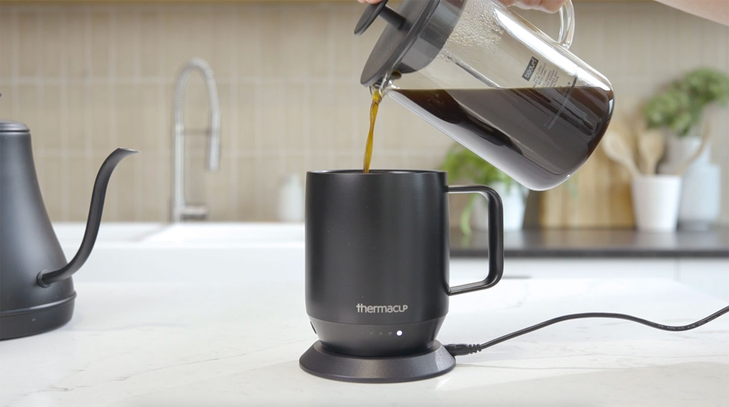 Thermacup Temperature Controlled Self Heating Coffee Mug, Stainless ...