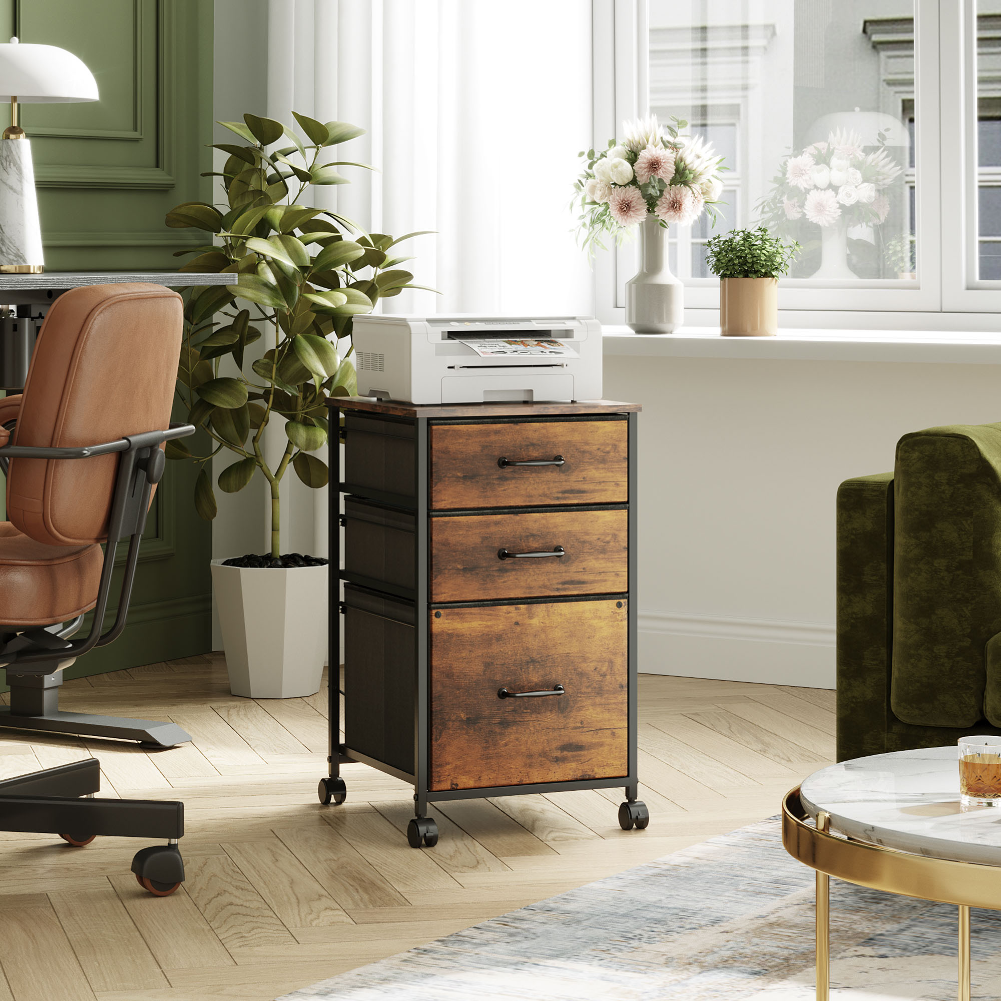 GALAXHERO 3 Drawers Mobile File Cabinet, Desk Table Cabinet Fits A4 ...