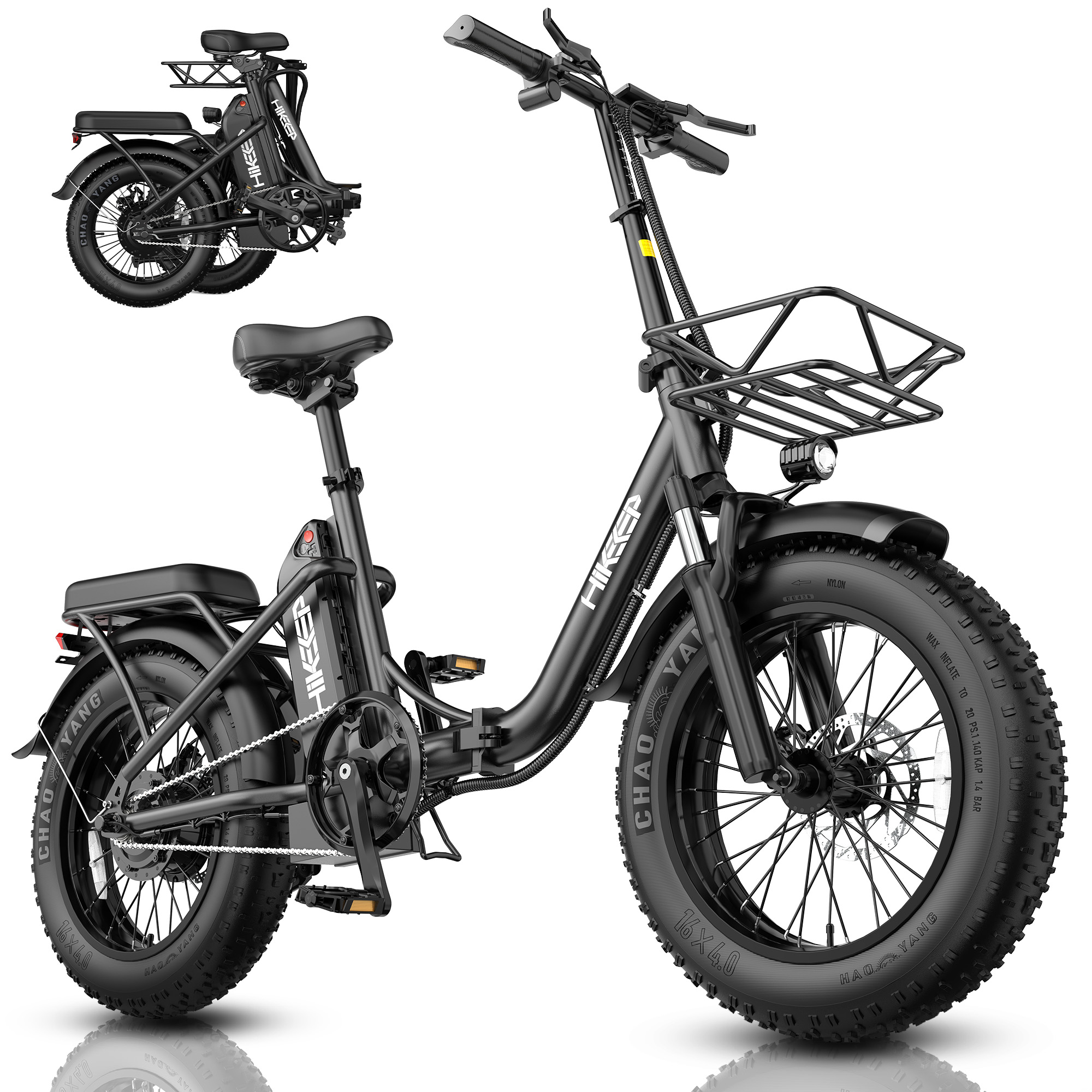 16x4.0 Fat Tire Electric Bike for Adults, 750W Folding Ebike, Mountain Bike with 48V 10Ah ...