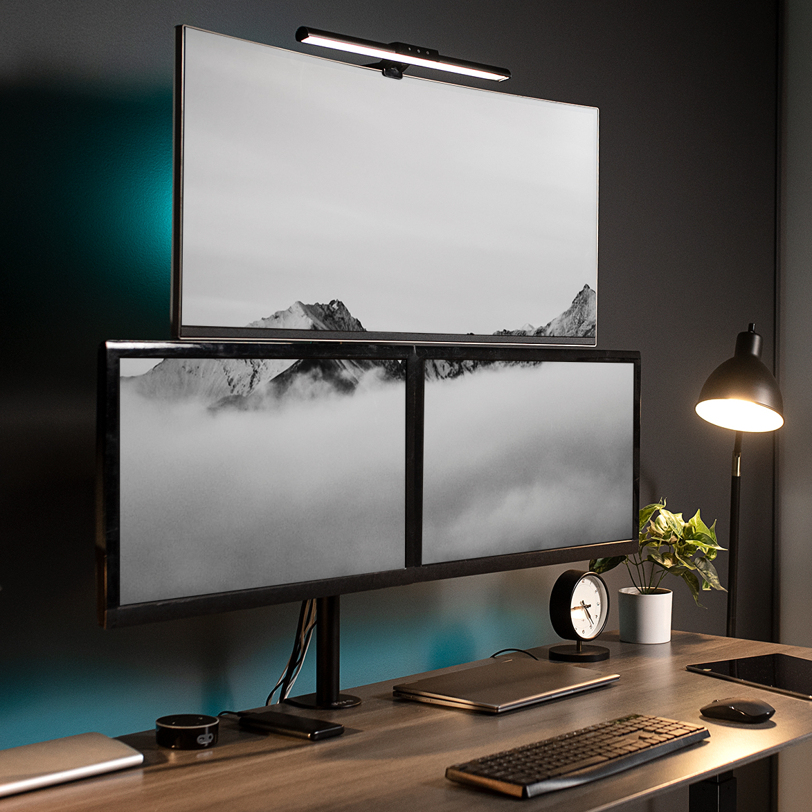 VIVO Tall Swivel Triple Monitor Adjustable Desk Mount Stand, 3 Screens ...