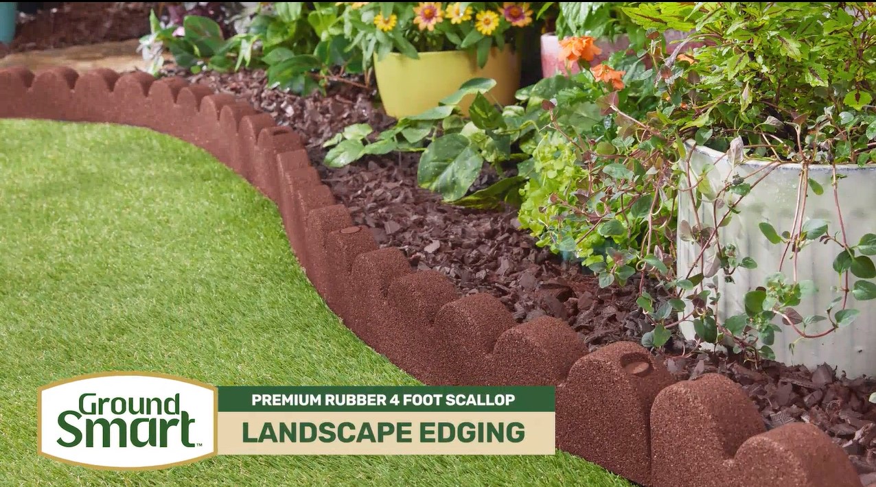 GroundSmart SmartLoc Scallop Landscape Edging, 4' Red Rubber Garden ...