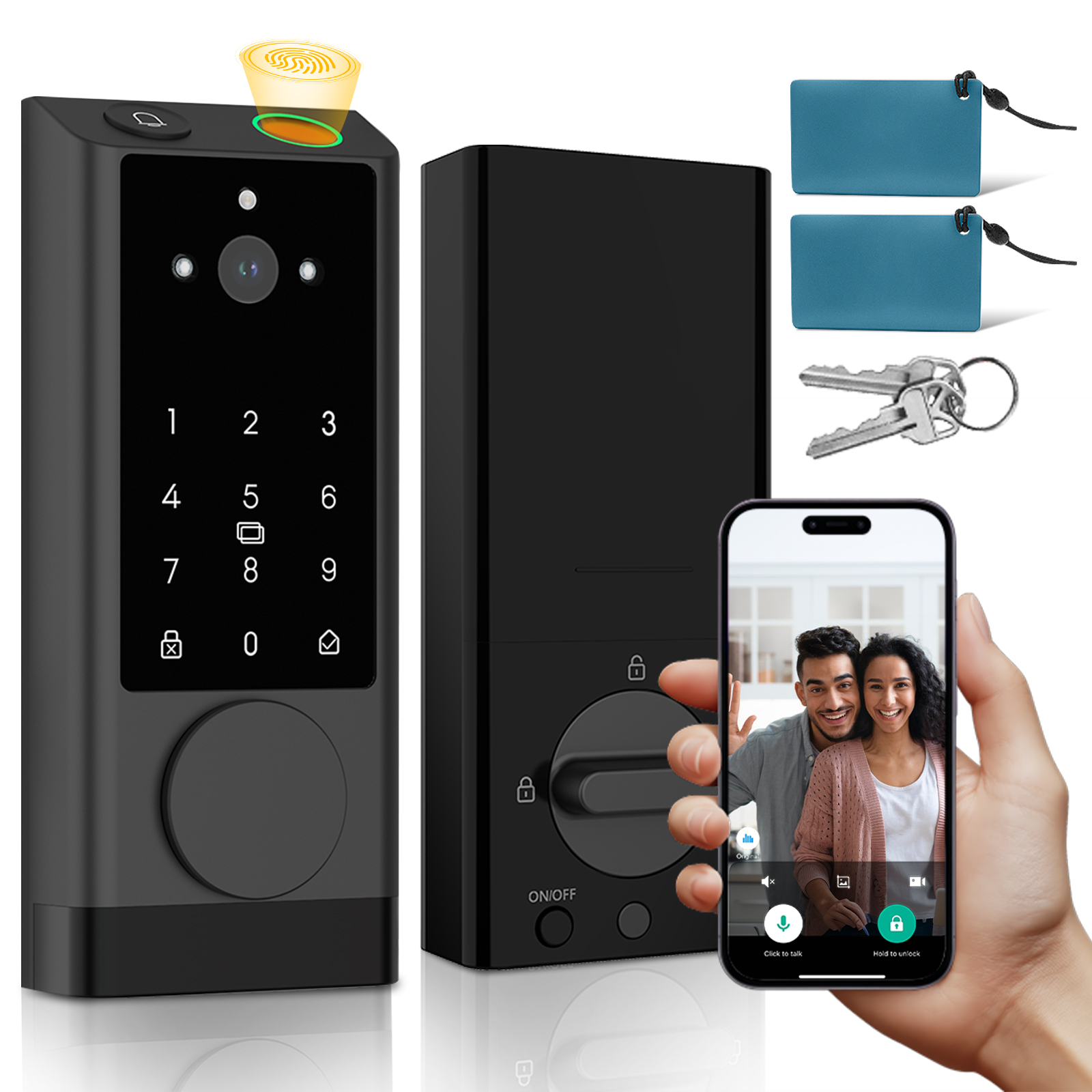 COBIZI Smart Lock with WiFi, 3-in-1 Camera+Doorbell+Fingerprint Keyless ...