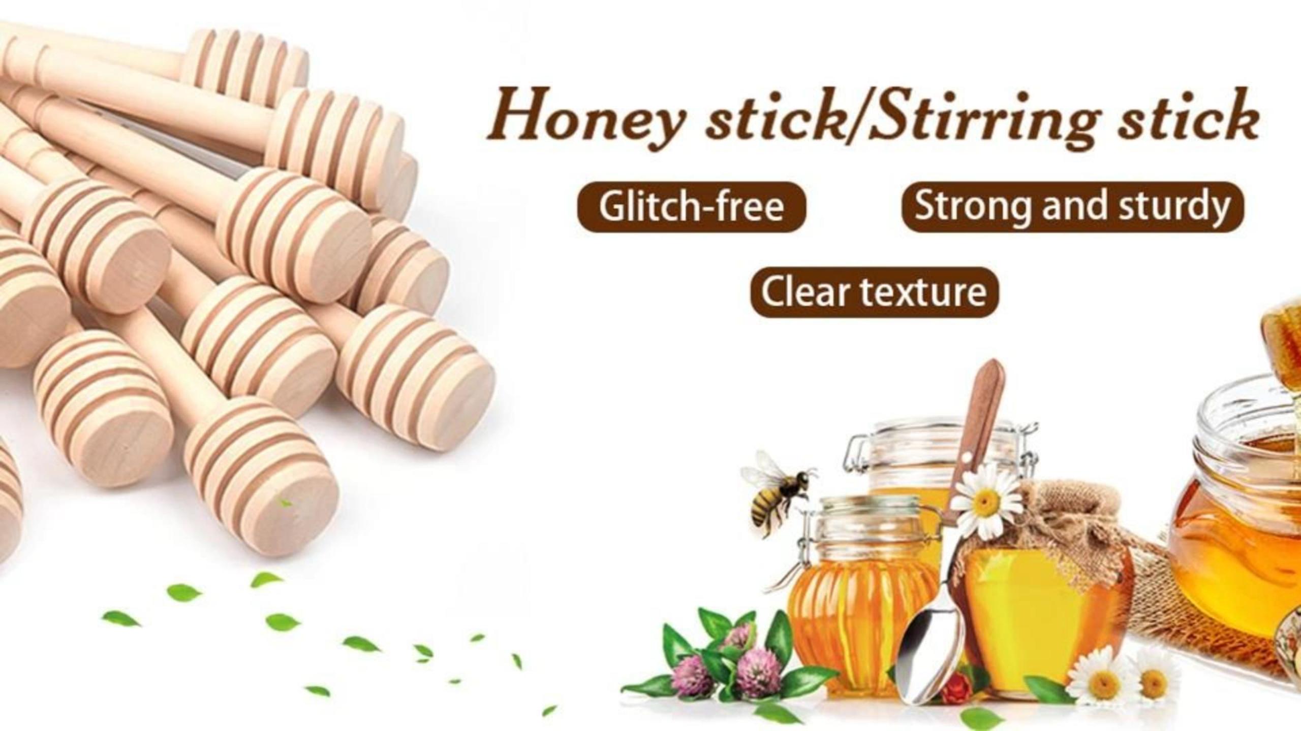 24 Pack Mini Wooden Honey Dipper Sticks, 4 inch Honey Stirrer Stick ...