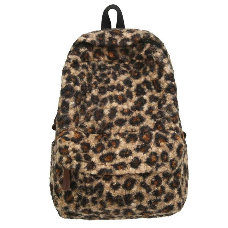 Fuzzy Cheetah Print Backpack for Women Cute Fleece Shoulder Bag Trendy ...