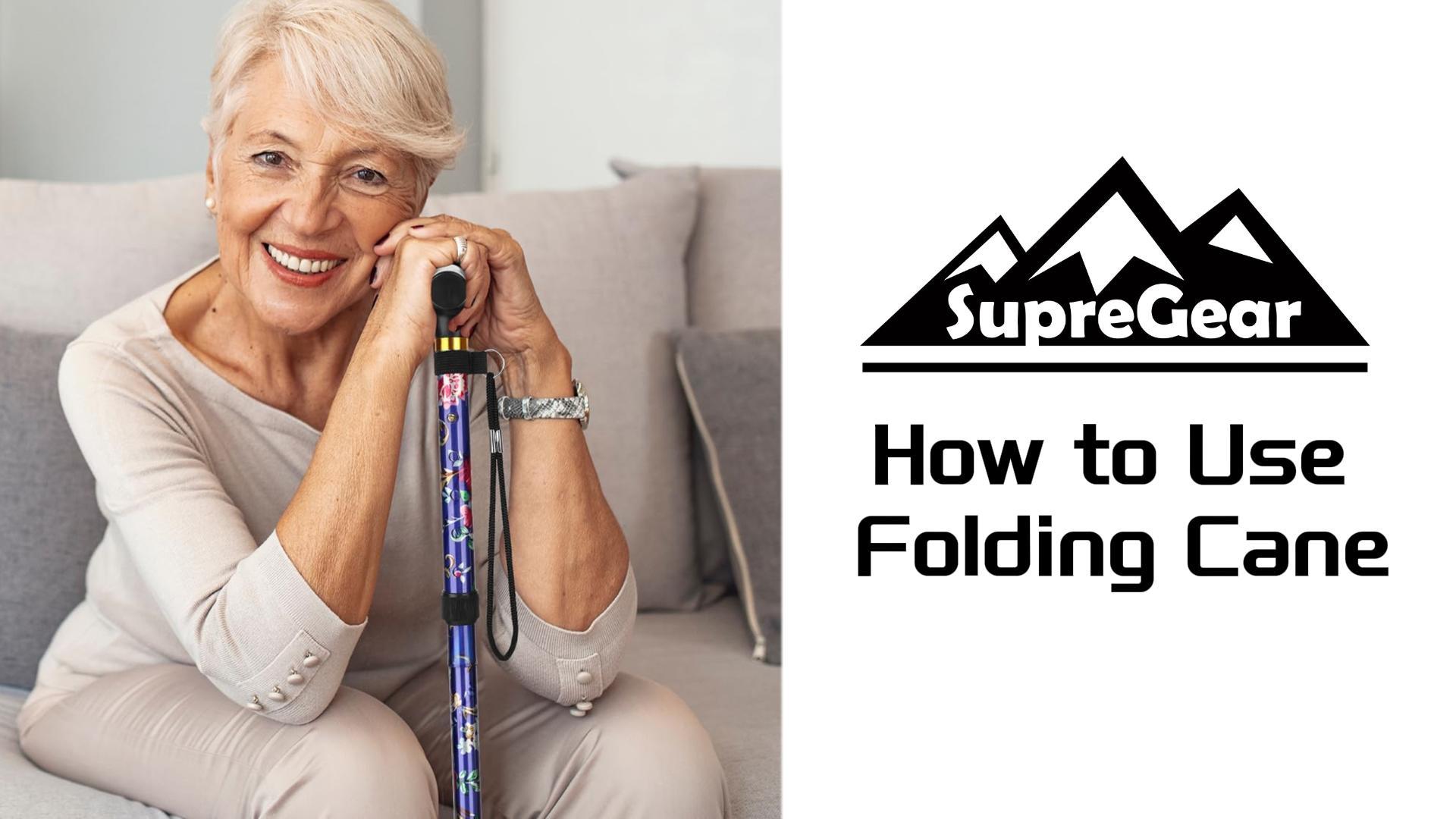 SupreGear Adjustable Folding Cane with T-Handle and Wrist Strap for ...