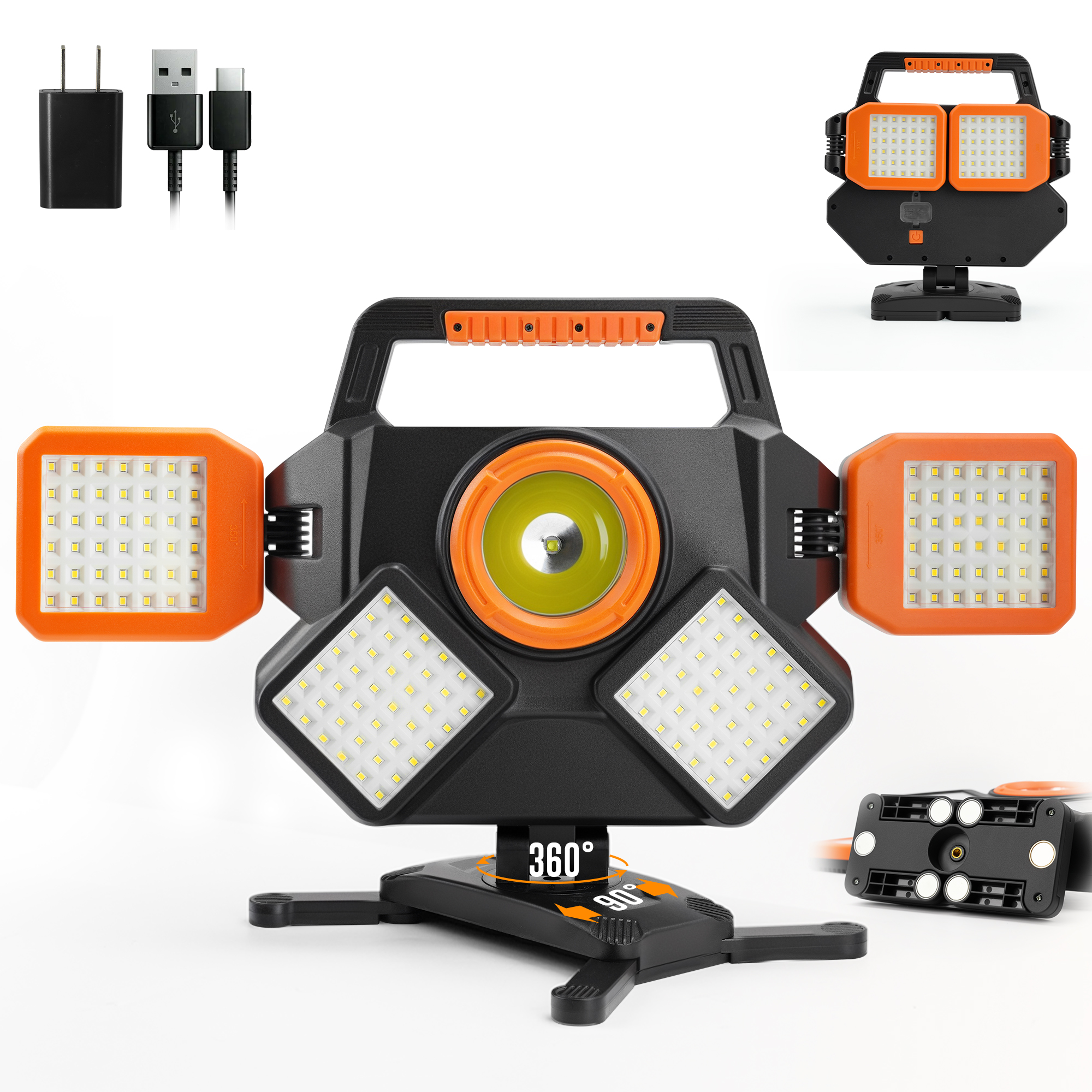 SYLMAX Rechargeable Work Light, Magnetic LED Work Light, Foldable 360 ...