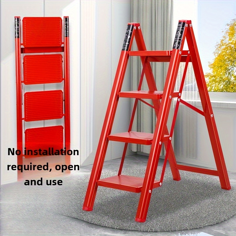4 Step Ladder,Folding Step Stool with Anti-Slip Wide Pedal, Lightweight ...