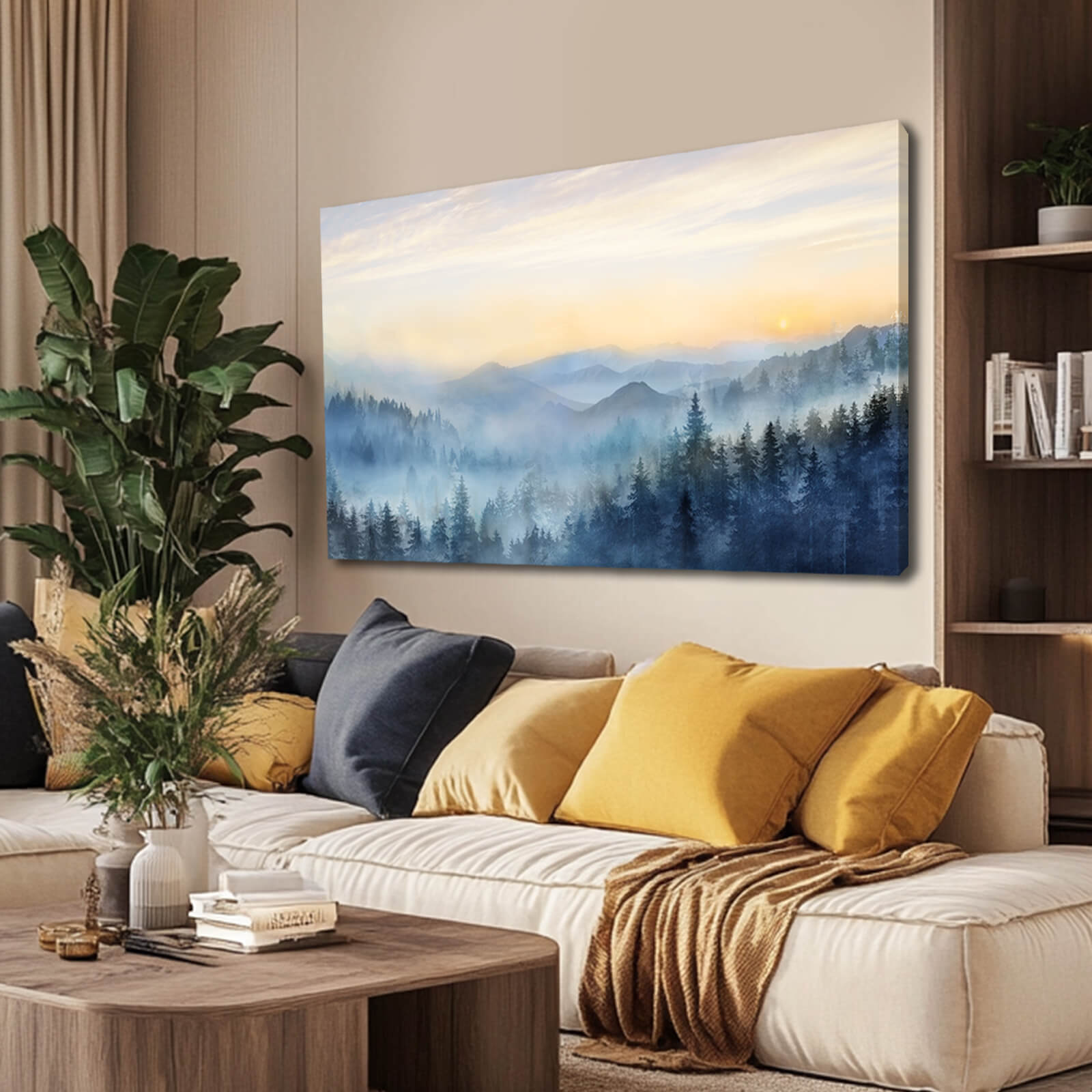 Landscape Wall Decor Gold Sunset Pictures Mountain Canvas Painting ...