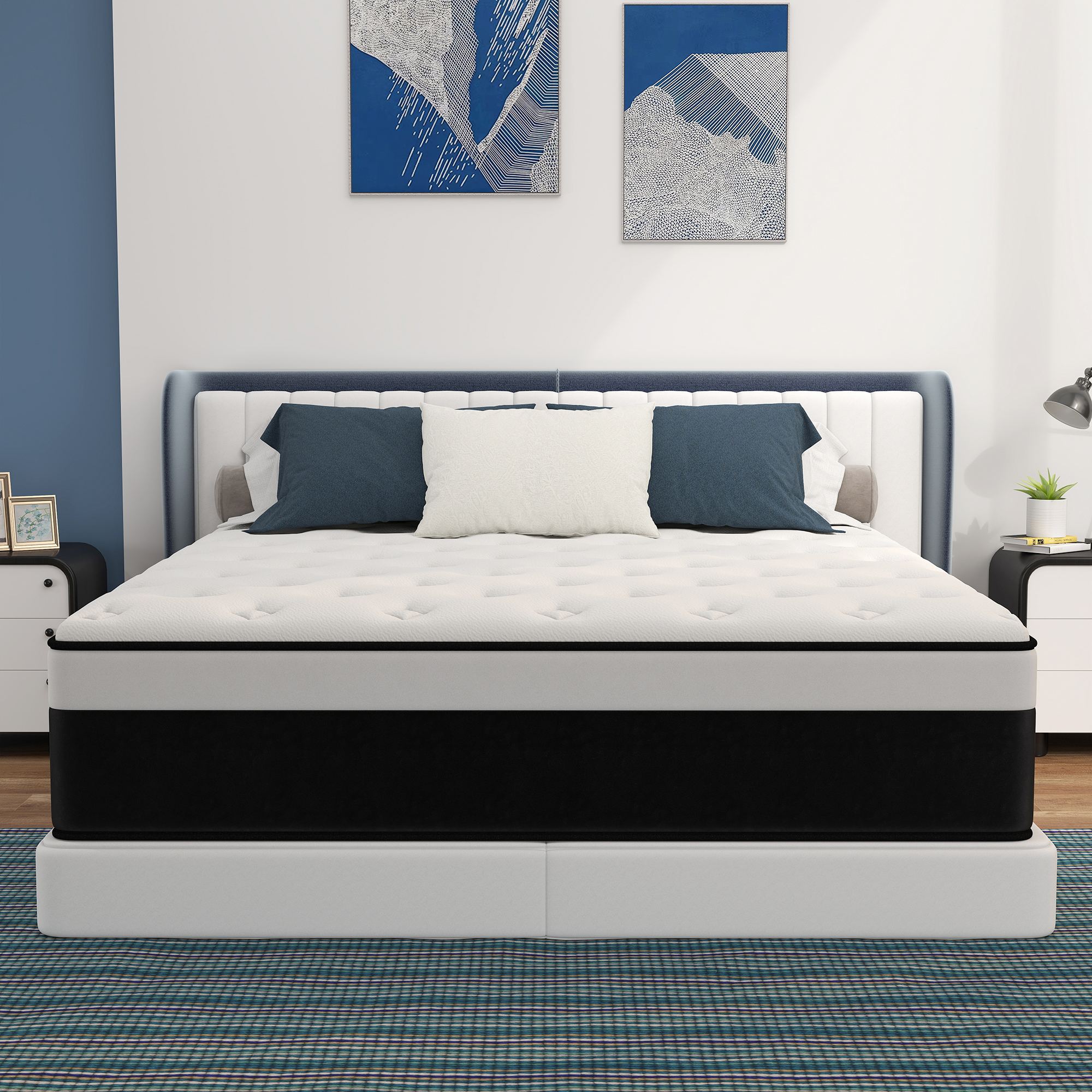14 inch Queen Hybrid Mattress in a Box, Gel Memory Foam and Pocket ...