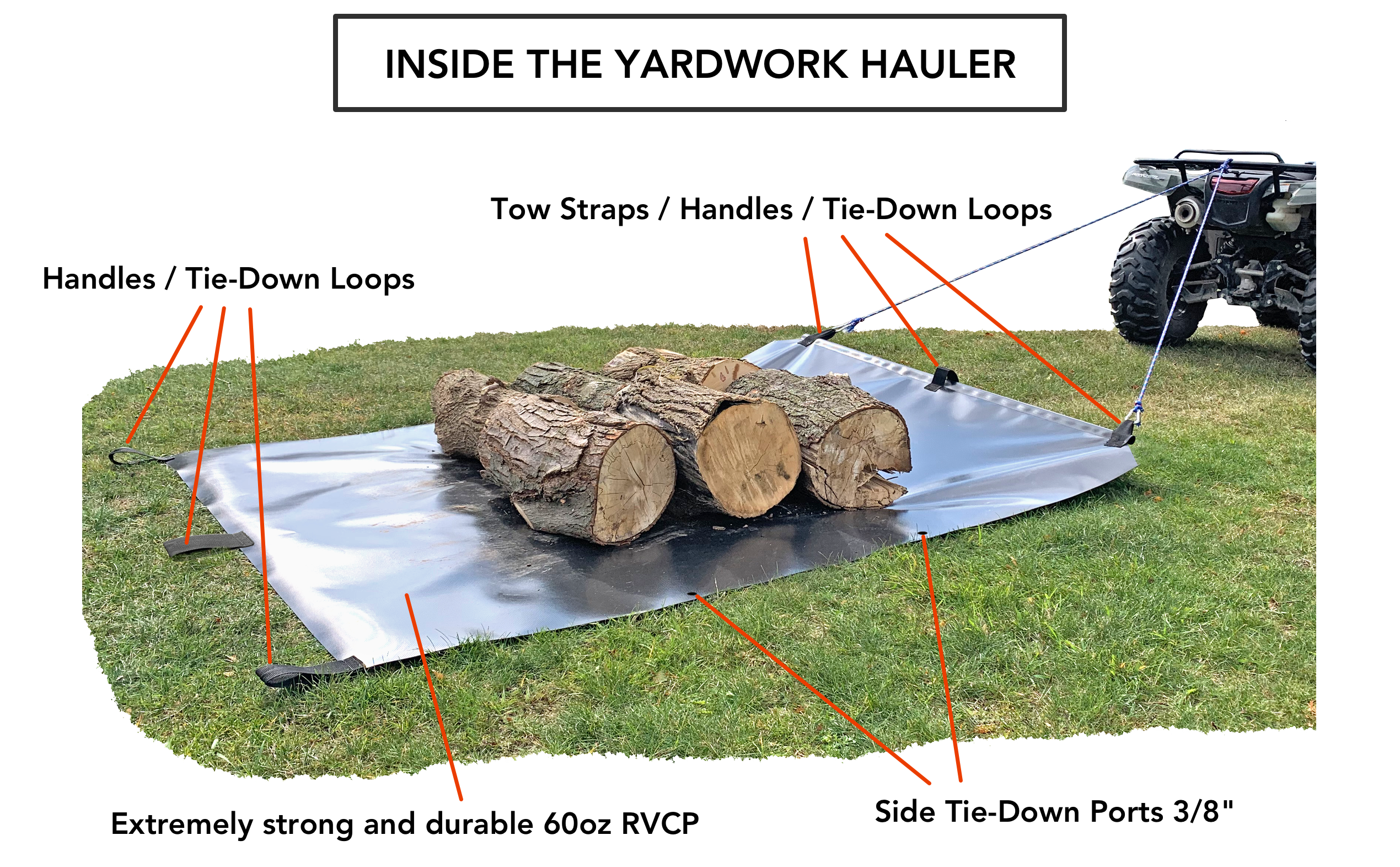 Yardwork HAULER - 600 lb Capacity - Haul Debris, Logs, Leaves, Wood ...