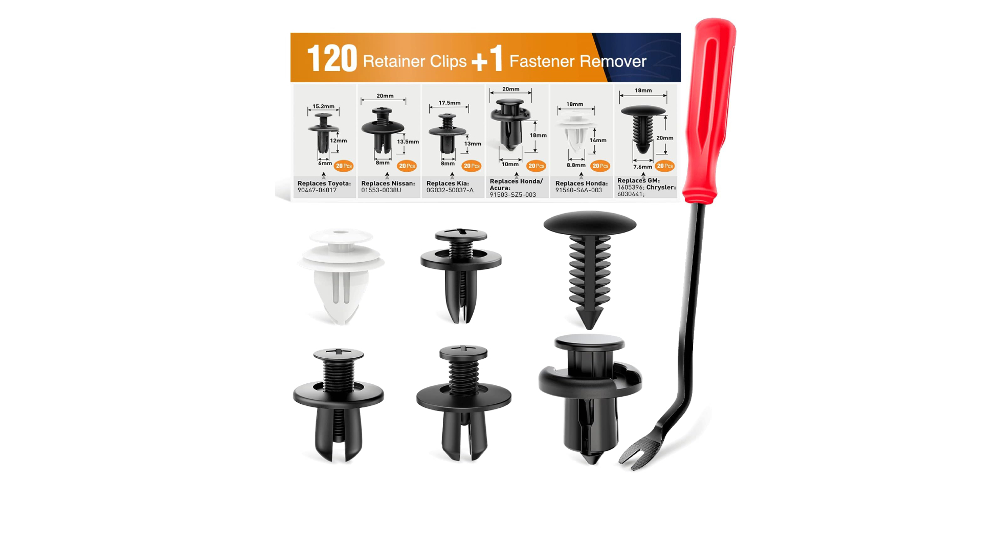 GOOACC 120PCS Push Retainer Clips, Automotive Fasteners, Nylon Rivet ...