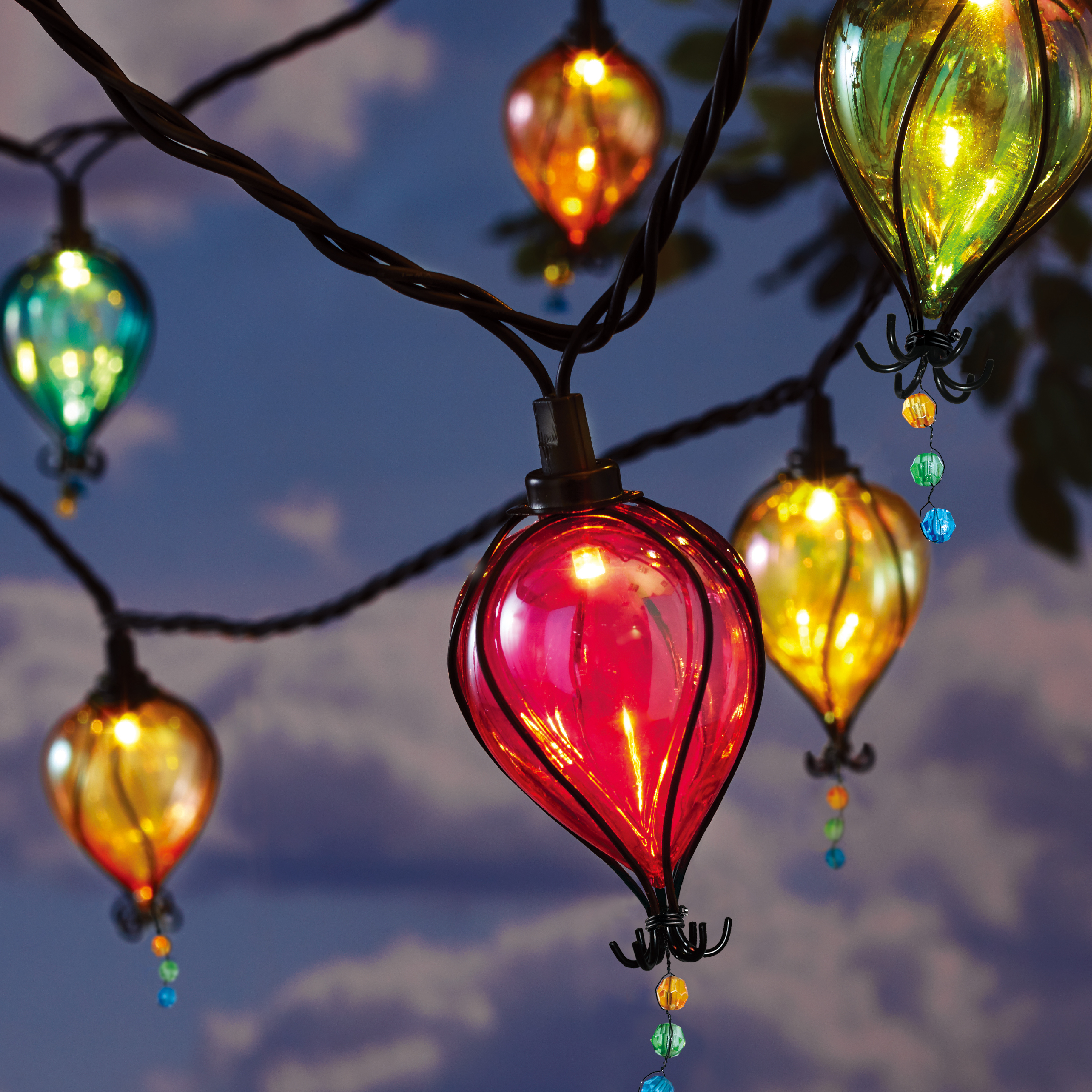 Mainstays Outdoor String Lights, 10ct 7.4ft Multi-color Balloon Shape ...