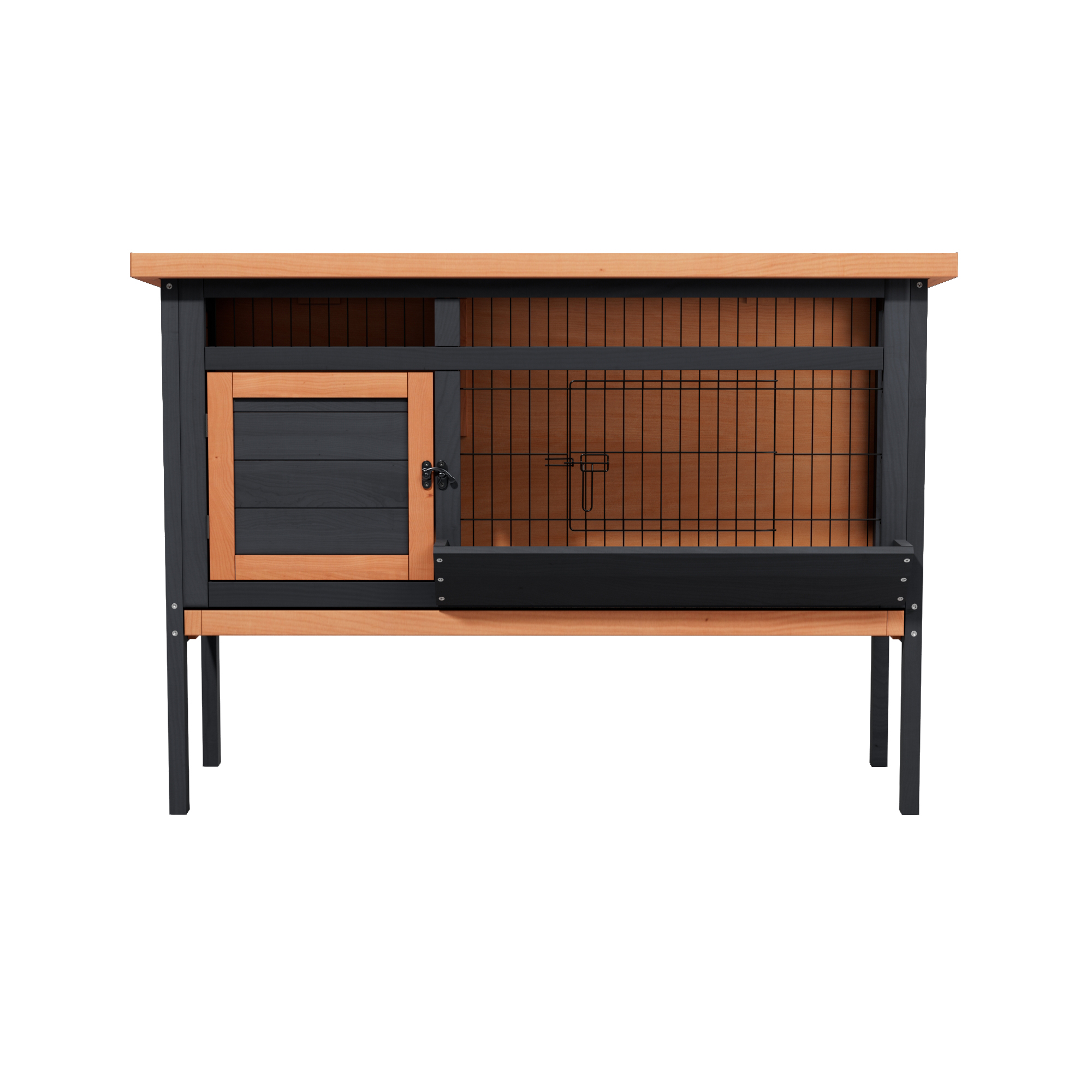 Weatherproof Elevated Rabbit Hutch with Metal Mesh Base, Removable ...