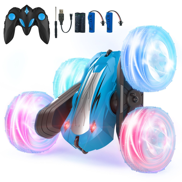 EACOPOL RC Car for Kids 4WD – LED Flashing Lights, 360° Stunt & Drift ...