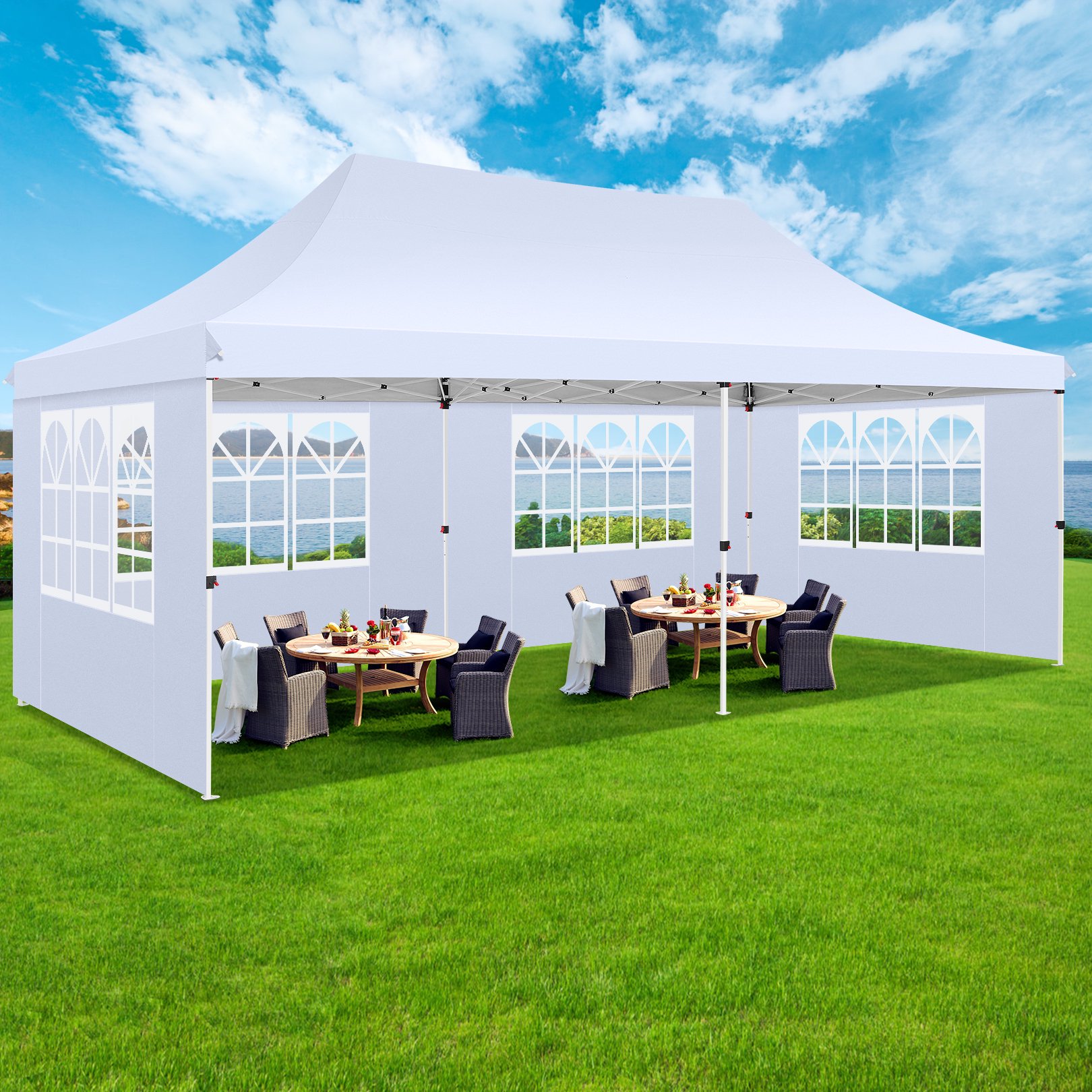 HOTEEL 10'x20' Pop up Canopy Tent with 6 Removable Sidewalls, Instant ...