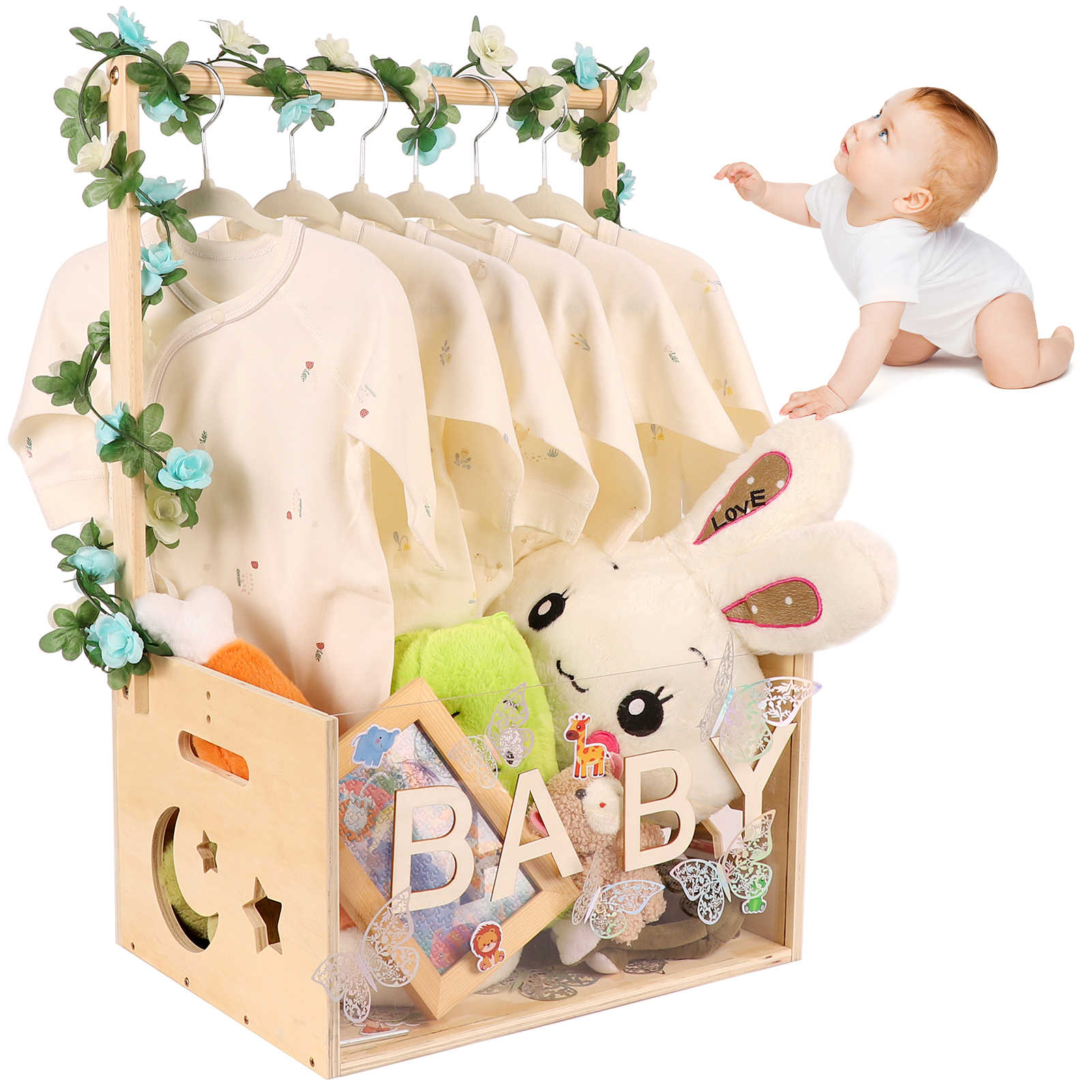 Baby Shower Crate Closet with Acrylic Clear Front Panel, Wood Shower ...