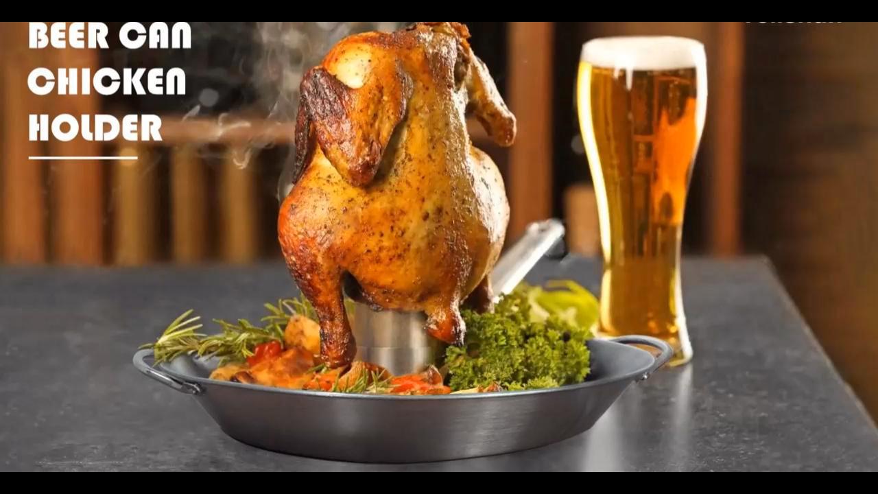 Buraster Beer Can Chicken Holder, 12 Inch Stainless Steel Grill, BBQ ...