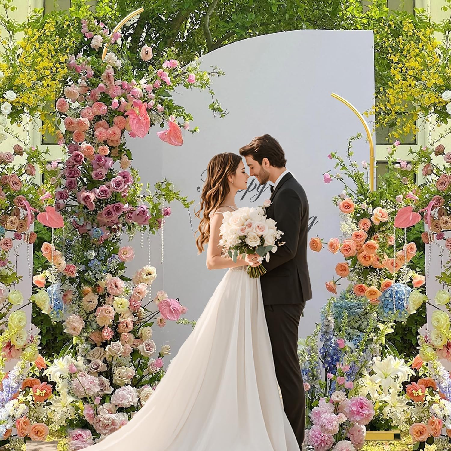 Set of 2 Metal Wedding Arch Backdrop Stand, 6.7x7.8ft Arch Backdrop ...