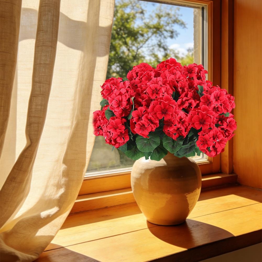 6 Pcs Artificial Geranium Flowers for Outdoors Geranium Silk Red Flower ...