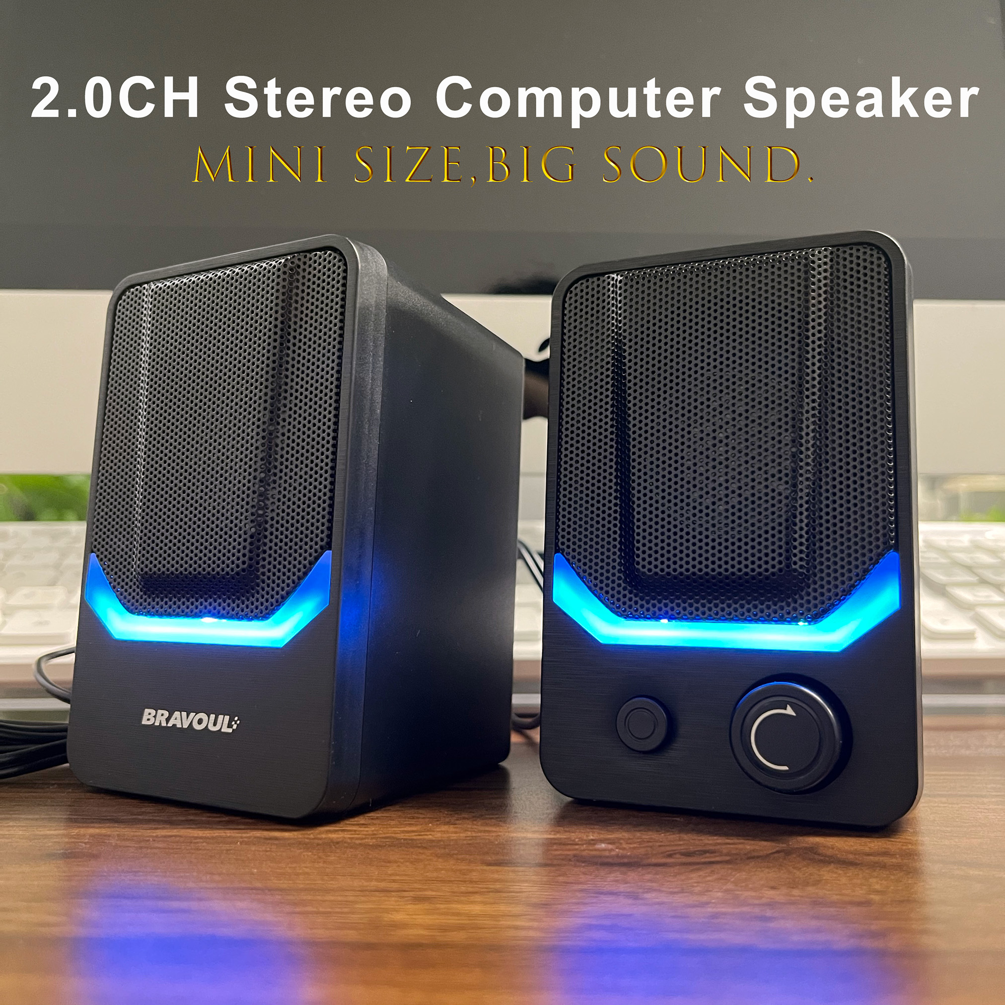 Bravoul USB 2.0 Channel Desk Computer Moniter Speakers Wired with RGB ...