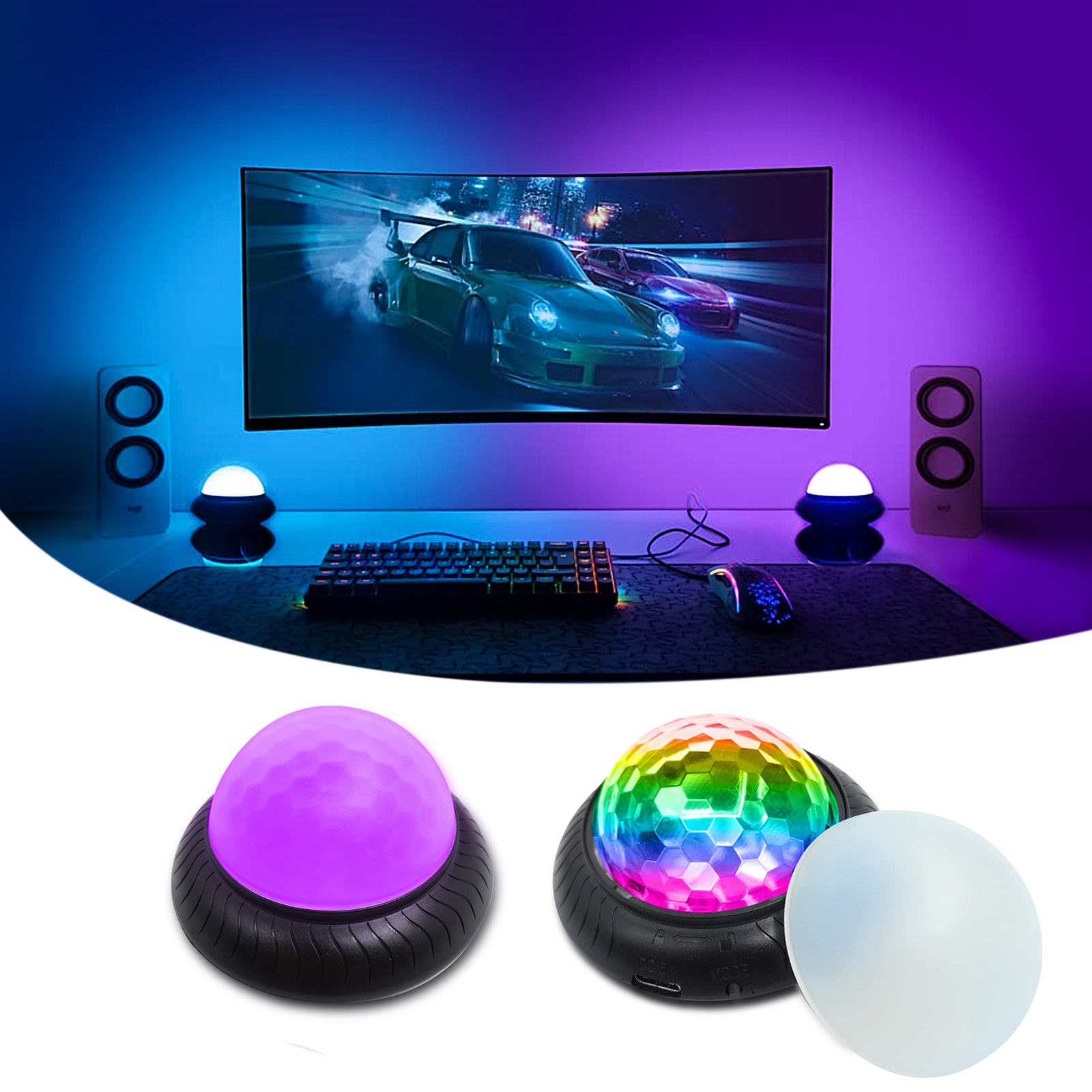 MouToiDum Rechargeable LED Disco Ball Lights 2-Pack 7-Color Strobe ...