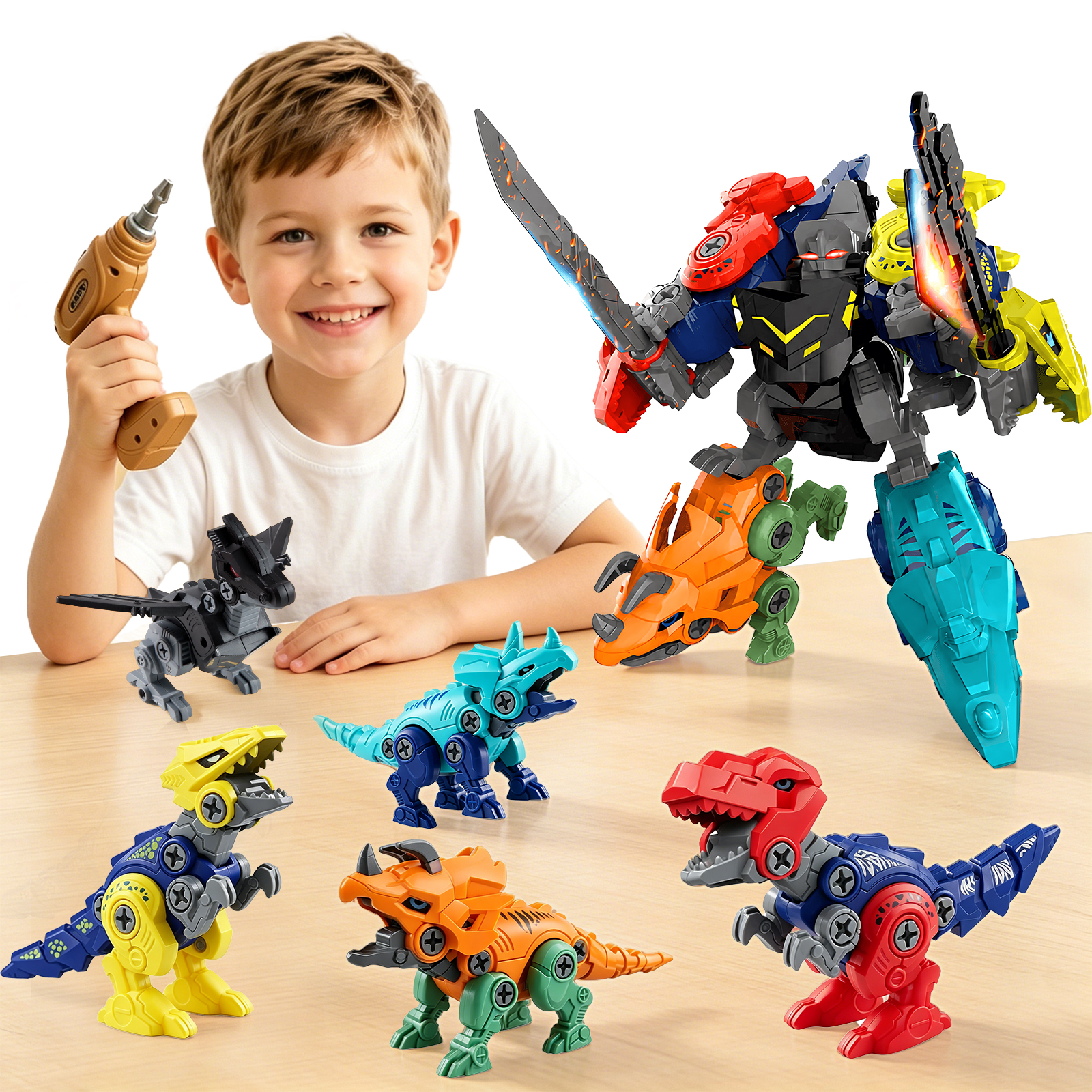 Dimoarch Boys Dinosaur Transforming Robot Toys for 3 4 5 6 7 8 Years ...
