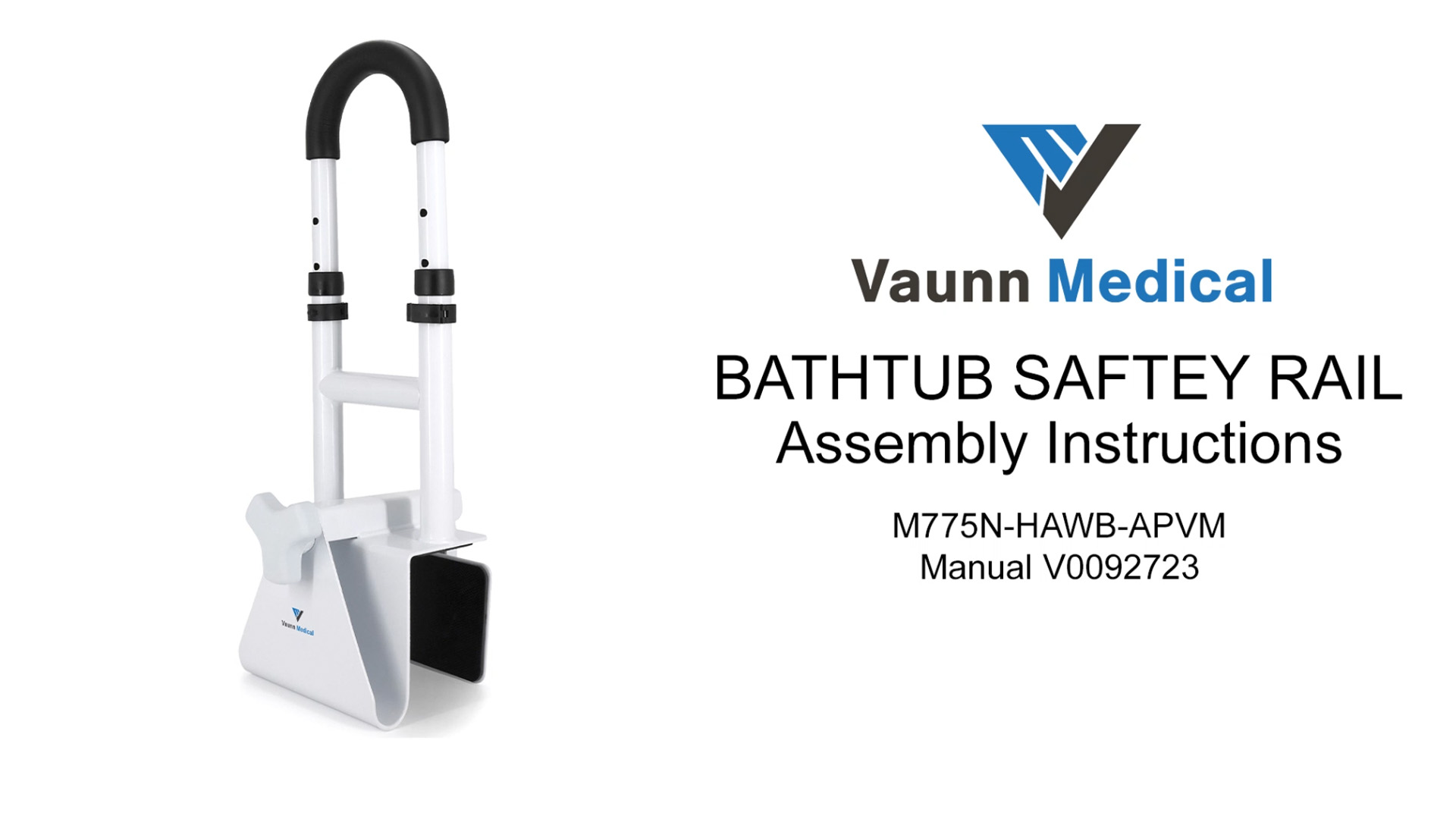 FSA/HSA Eligible, Vaunn Medical Bathtub Handle Grab Bar and Safety Rails for Seniors, Height ...