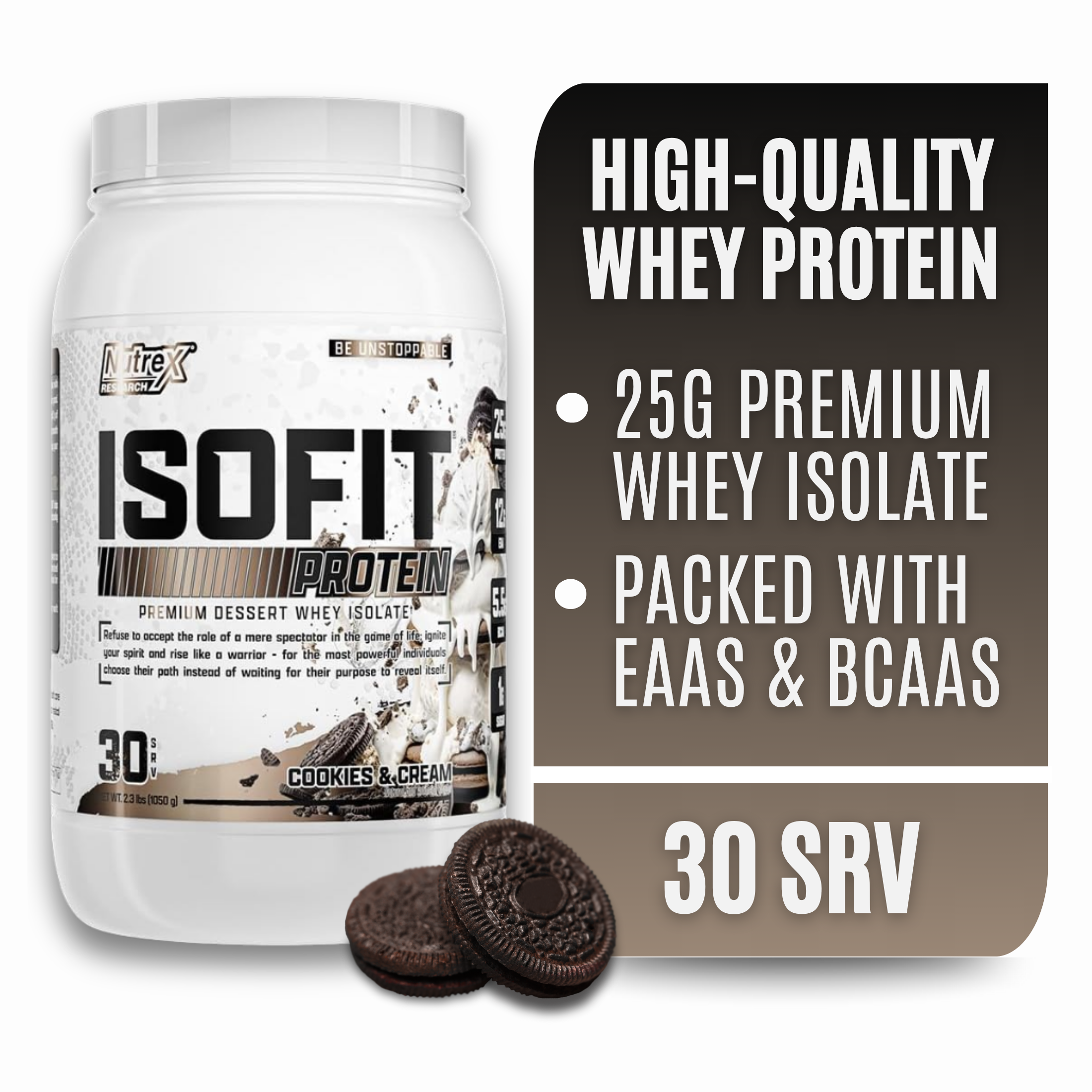 Nutrex Research IsoFit Cookies and Cream – 100% Whey Protein Isolate ...