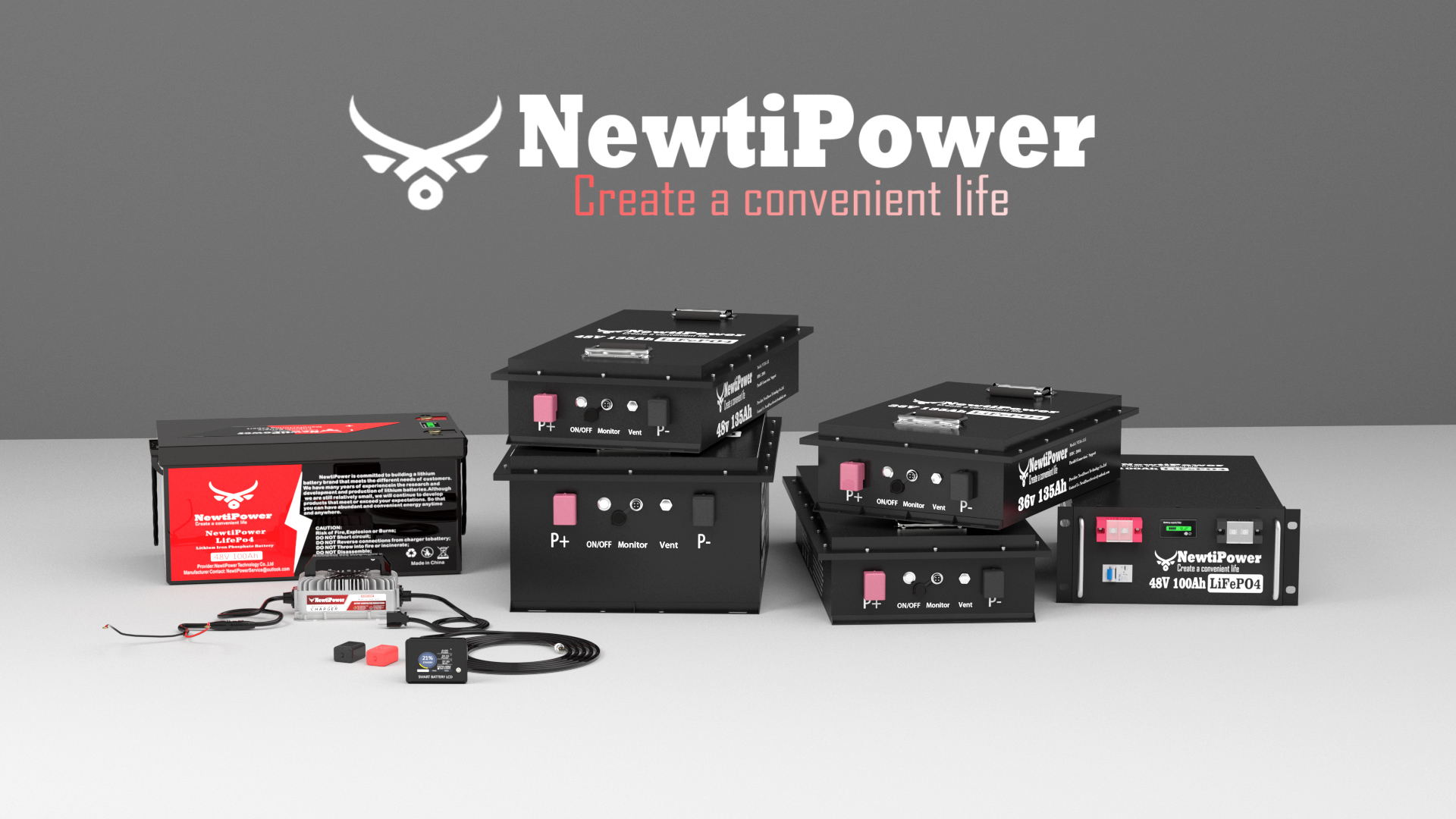 36V 100Ah LiFePO4 Lithium Battery 2000A BMS,NewtiPower 10000+ Deep ...