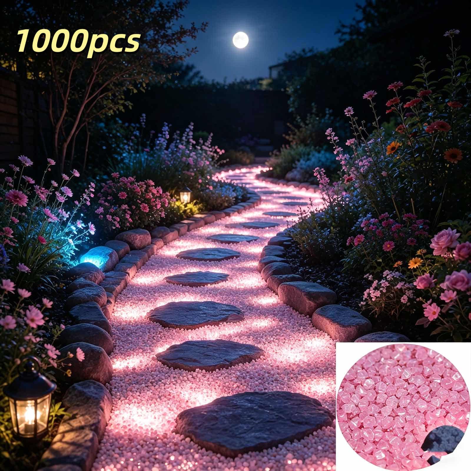 1000 Pcs Glow in Dark Rocks, Glow Pebbles Stones for Outdoor Garden ...