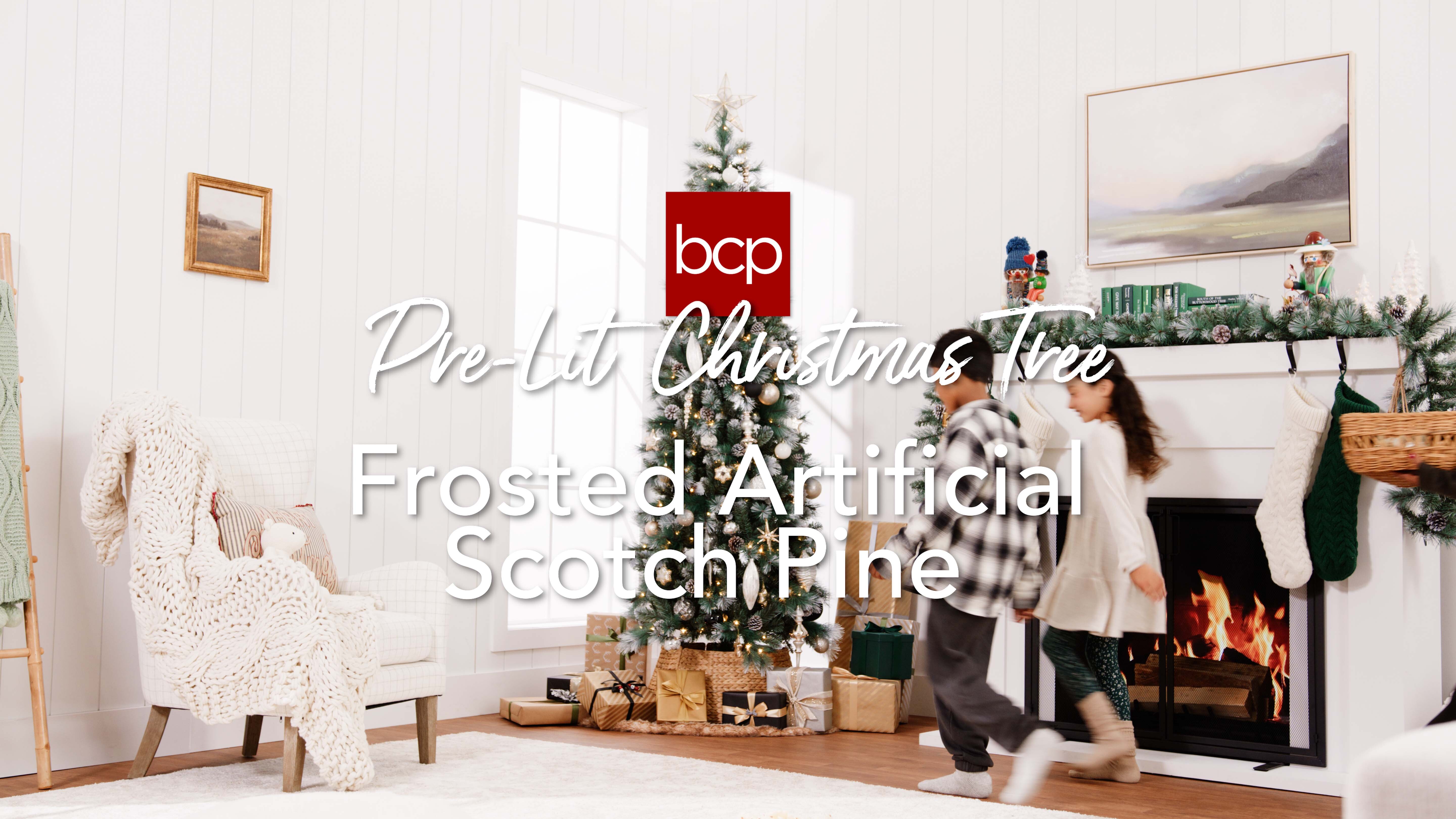 Best Choice Products 6ft Frosted Pre-Lit Artificial Scotch Pine Pencil ...