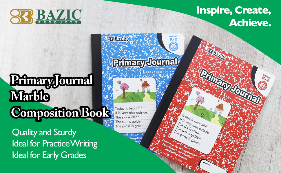 BAZIC Primary Journal Composition Book Marble, 100 Sheets, Grades K-2 ...