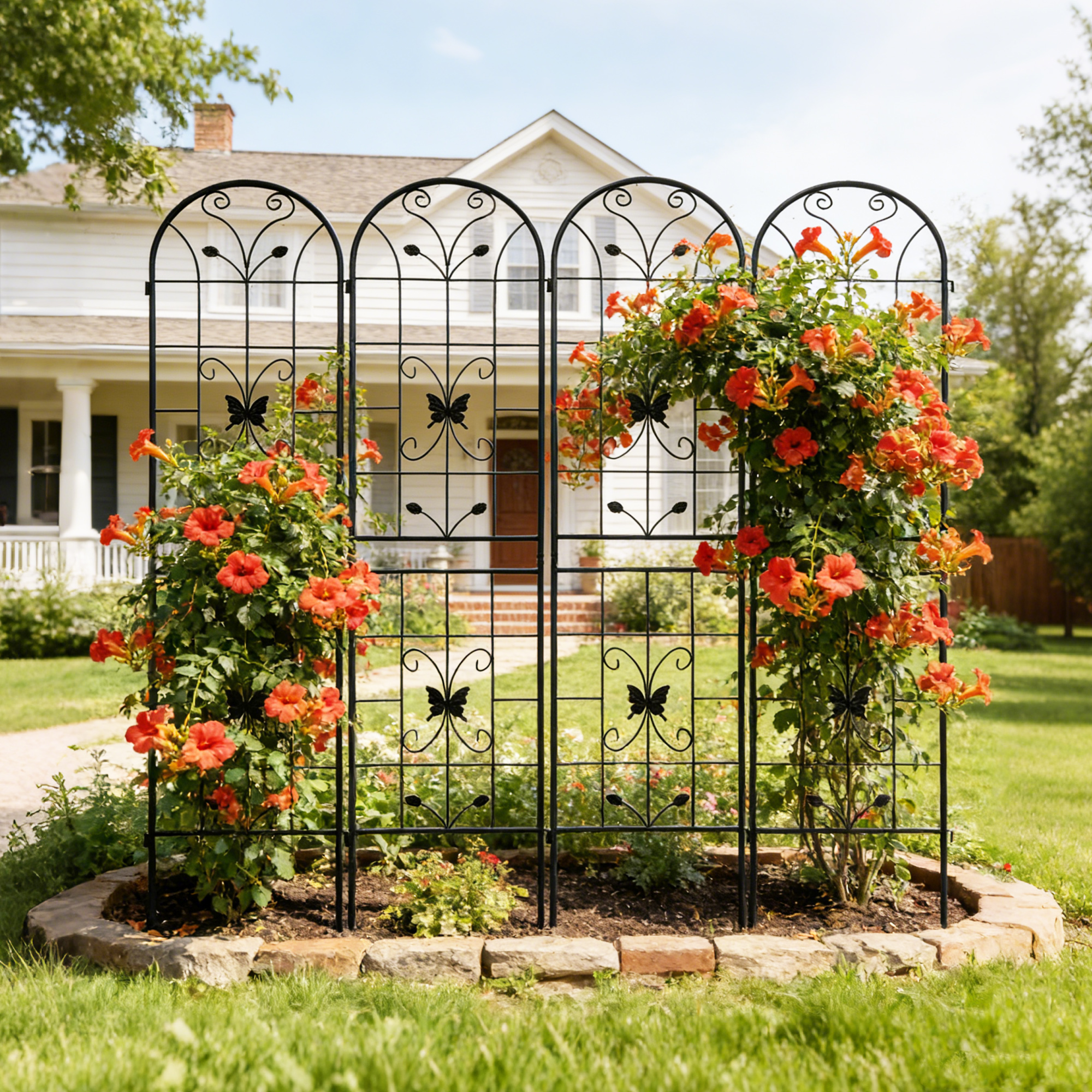 86.7in x 19.7in Metal Garden Trellis for Climbing Plants, Rustproof ...